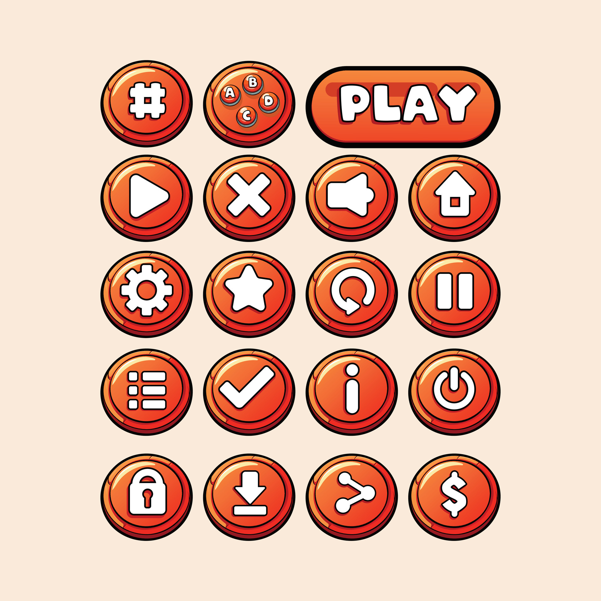 Mobile game buttons for UIUX game design vector asset 41327284 Vector Art at Vecteezy