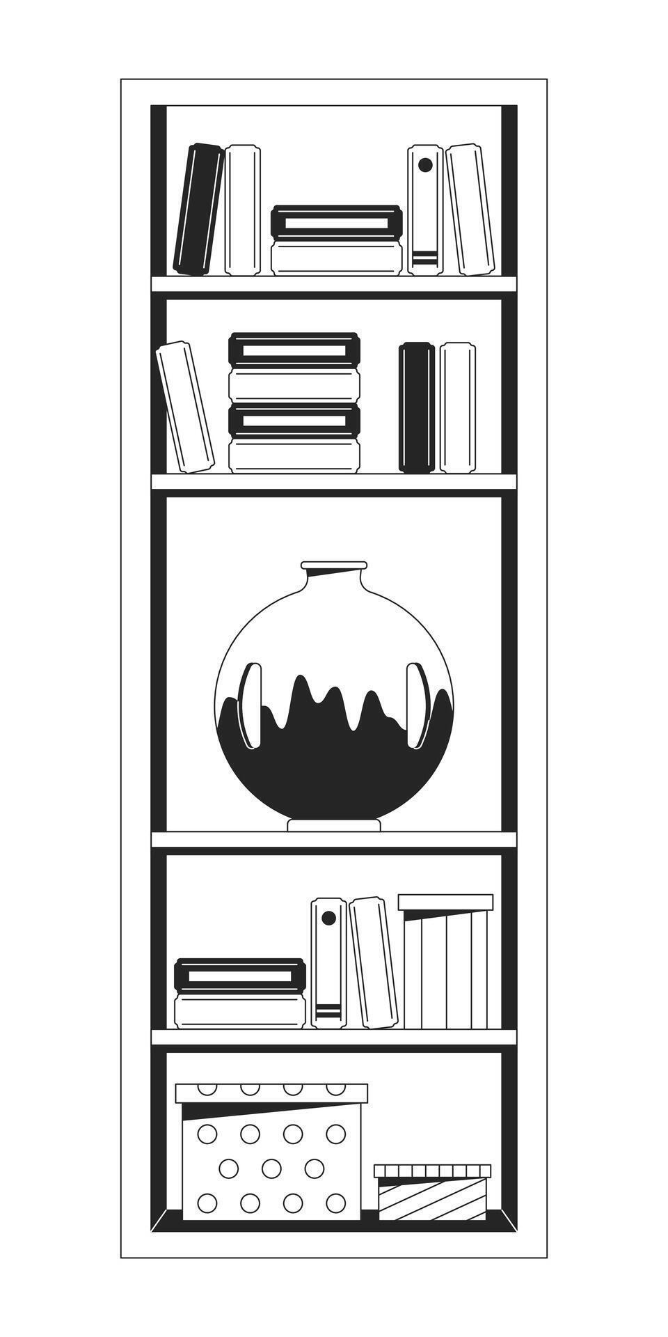 Shelving Black And White 2d Line Cartoon Object Modern Furniture For