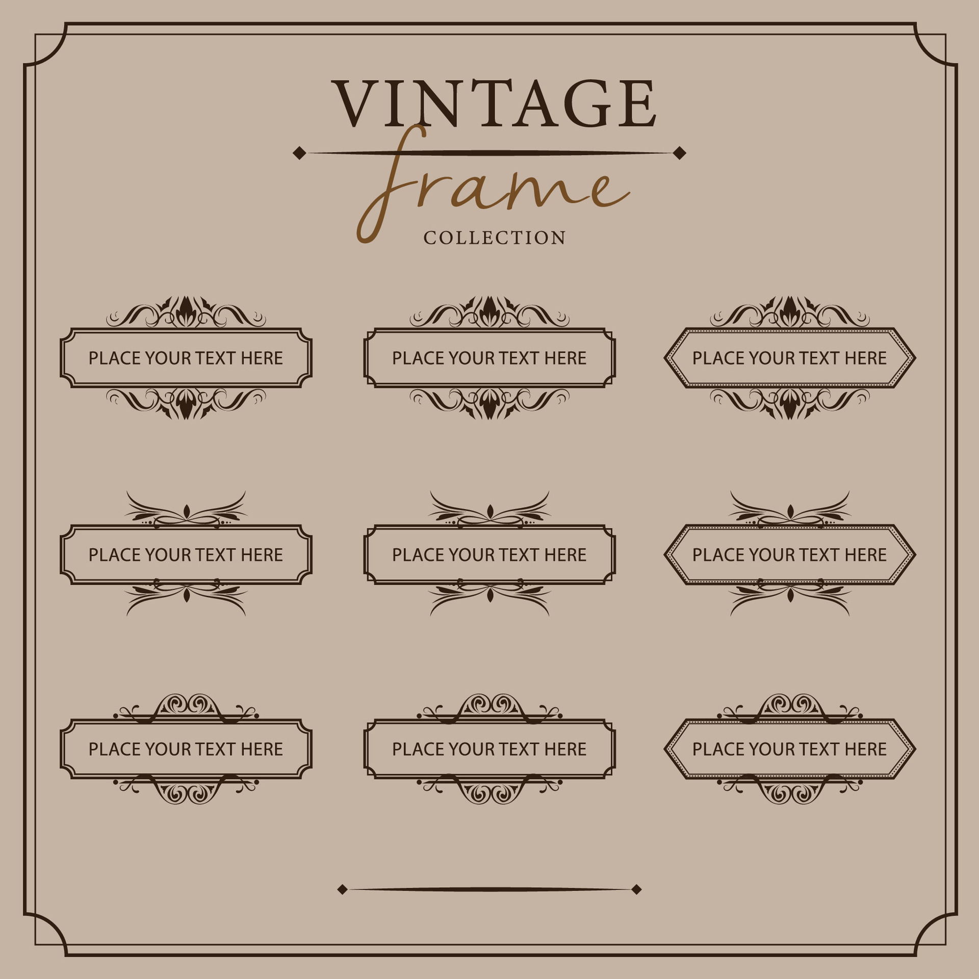 Vintage frames set. Retro design elements. illustration. 41333297 ... Vintage frames set. Retro design elements. illustration. 41333297 ...