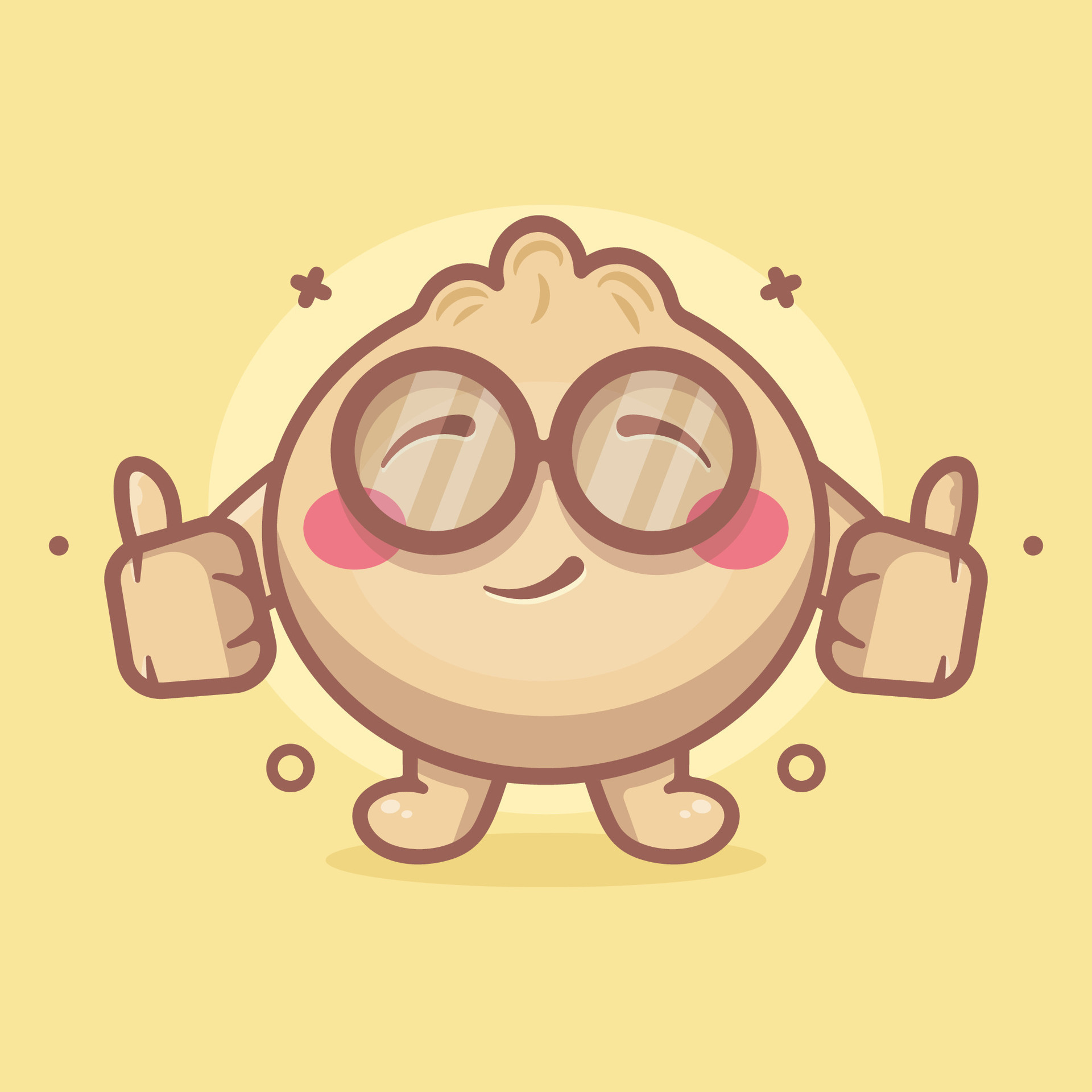 Cute Dim Sum Food Character Mascot With Thumb Up Hand Gesture Isolated
