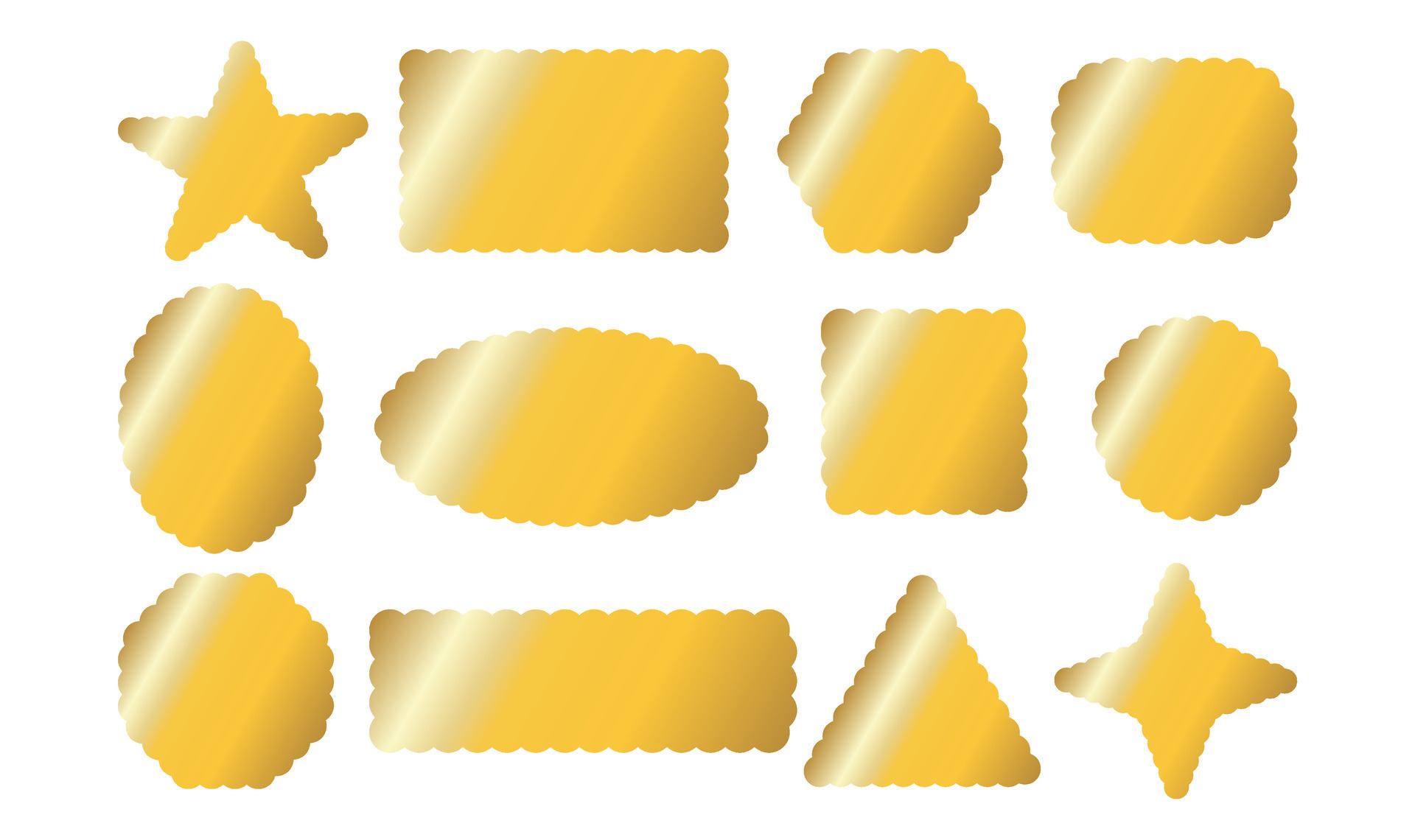 Retro design gold elements scalloped frames. Scalloped edge rectangle ...