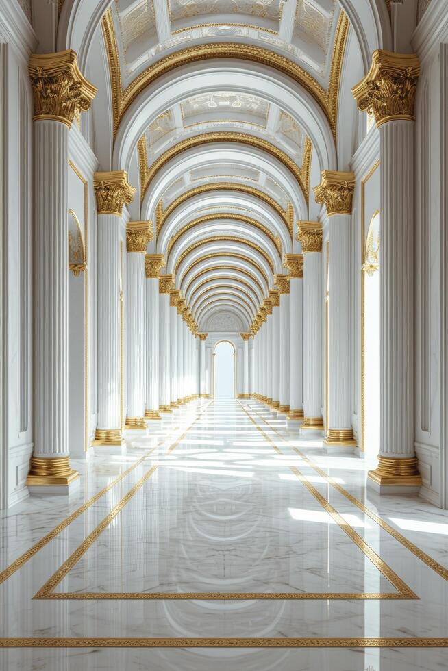 AI generated A digitally rendered image depicting a corridor with white ... AI generated A digitally rendered image depicting a corridor with white ...