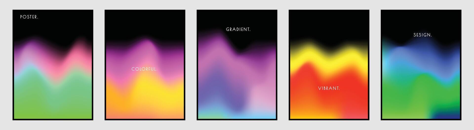 Colorful Fluid Color Gradient Mesh Background Template Copy Space Set