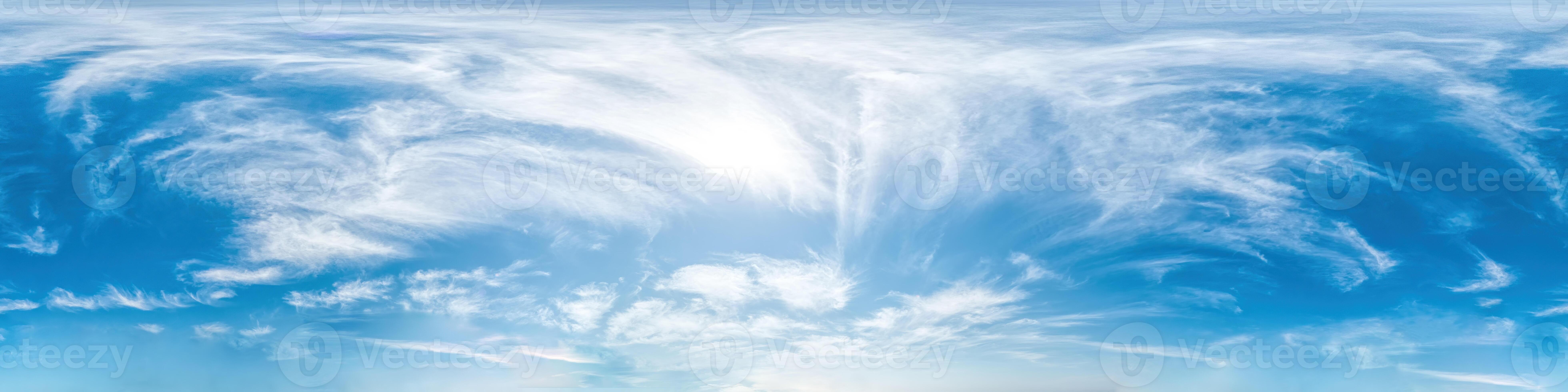 Blue sky with light clouds Seamless panorama in spherical equirectangular format with complete ...
