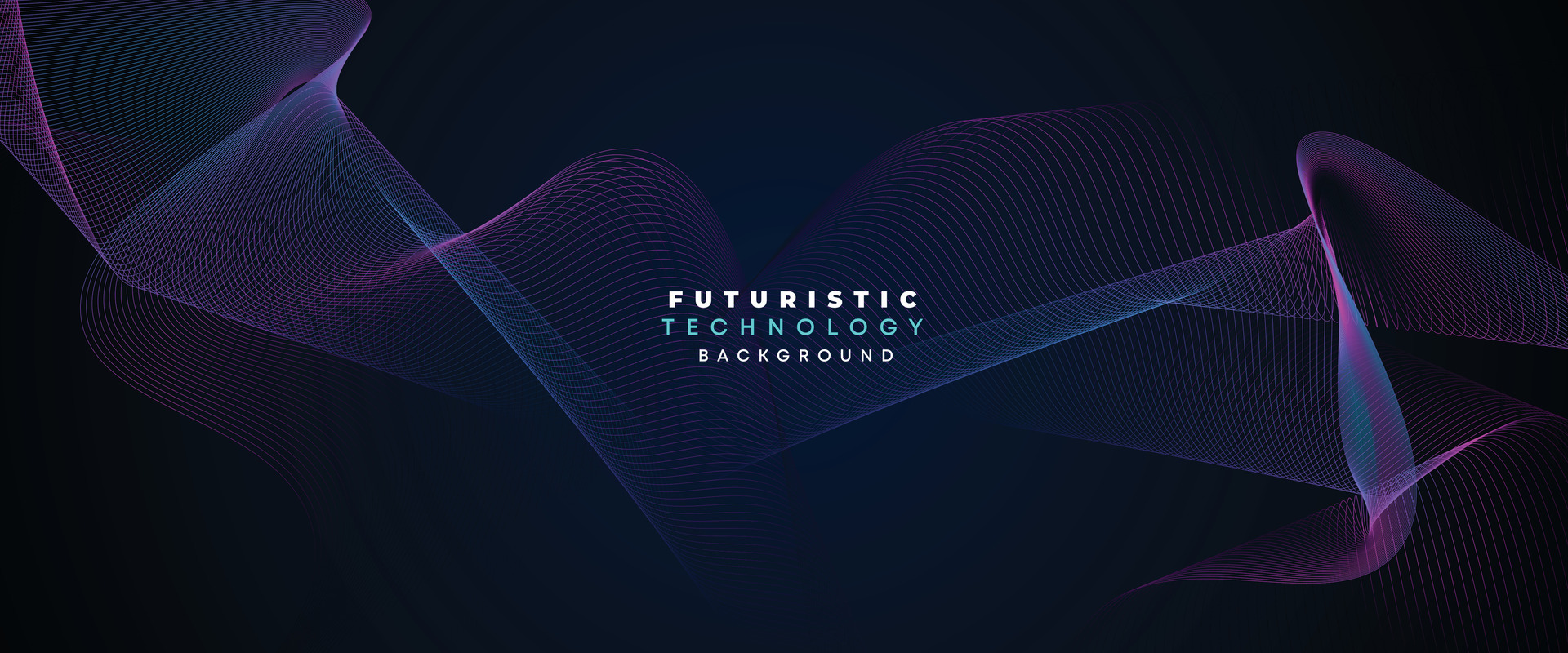 Digital Technology Banner Abstract Purple and Blue Waving Lines ...