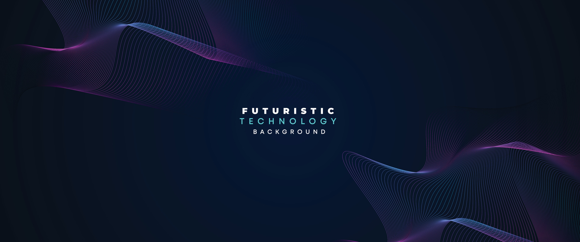 Digital Technology Banner Abstract Purple and Blue Waving Lines ...