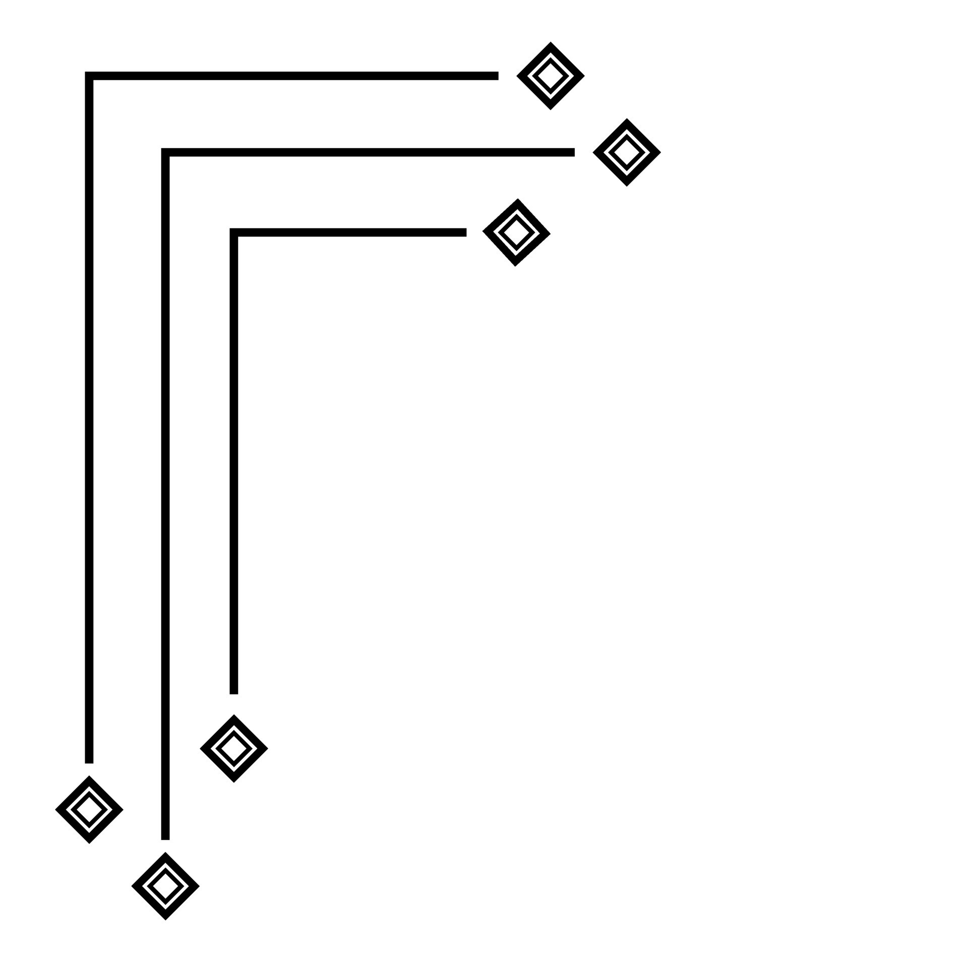 Modern corner border design with squares and line art. Vector isolated on white background ...