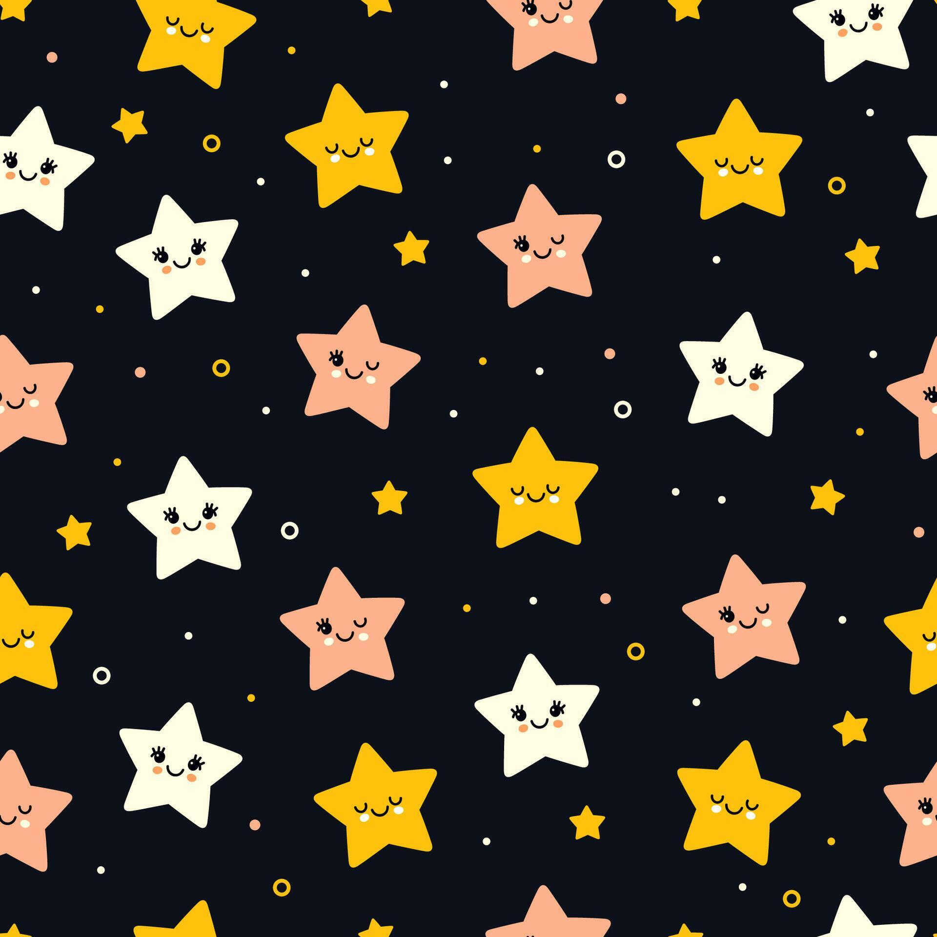 Seamless pattern with cute stars on a black background. Vector graphics. 41400466 Vector Art at ...