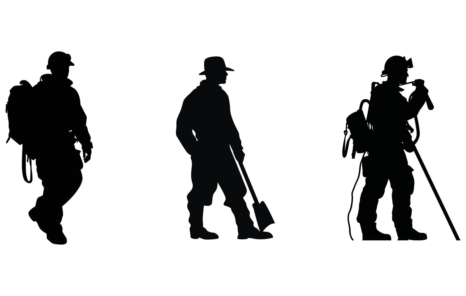 Fireman Silhouettes, vector silhouette firefighters pose, firefighter ...