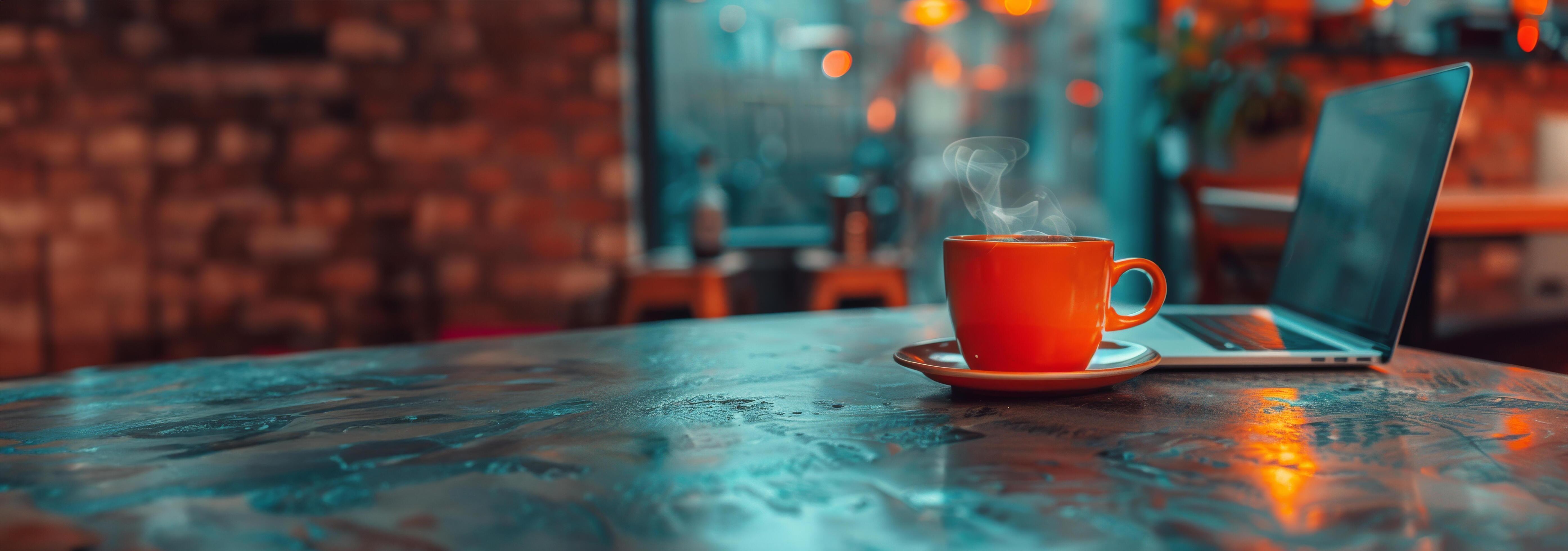 AI generated Laptop Computer on Wooden Table 41407546 Stock Photo at ...