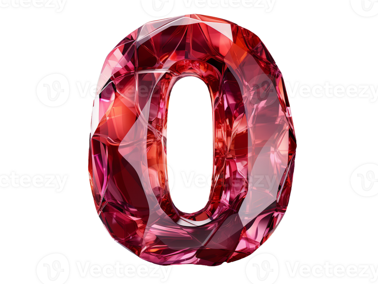 AI generated number zero made of ruby with transparent background ...