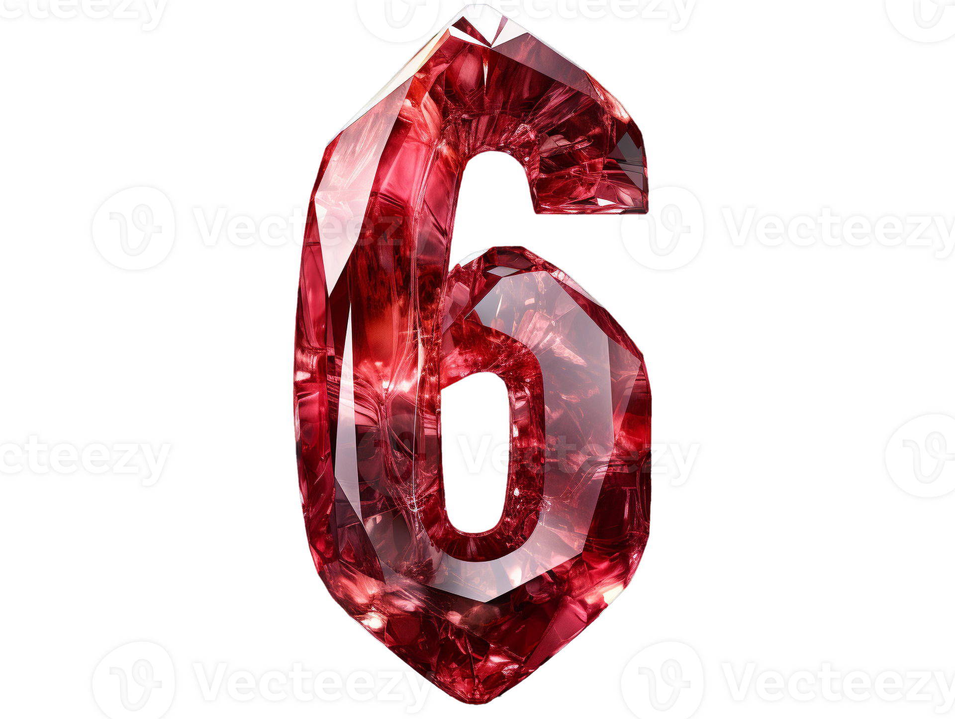 AI generated number six made of ruby with transparent background 41408057 PNG