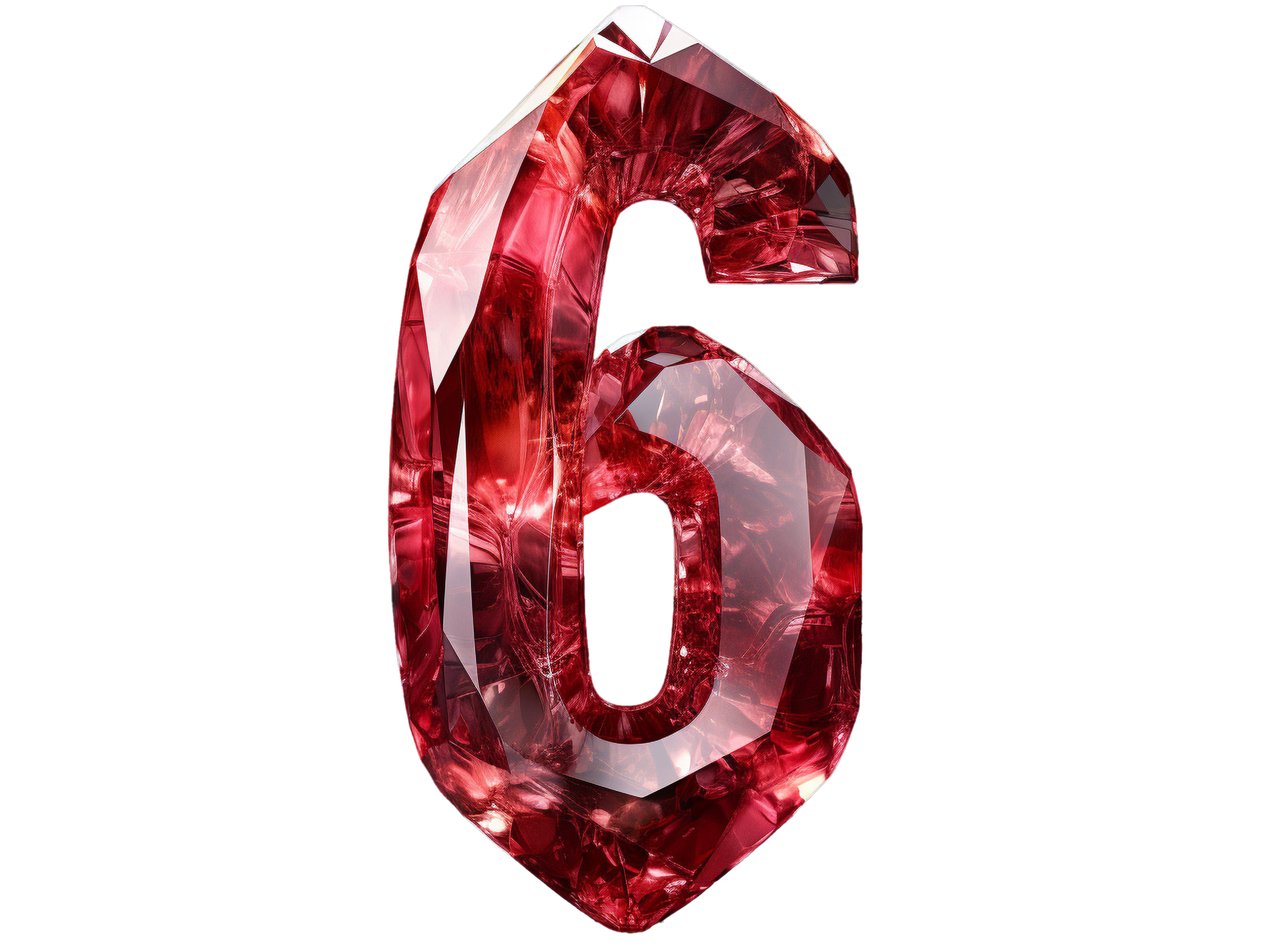 AI generated number six made of ruby with transparent background ... AI generated number six made of ruby with transparent background ...