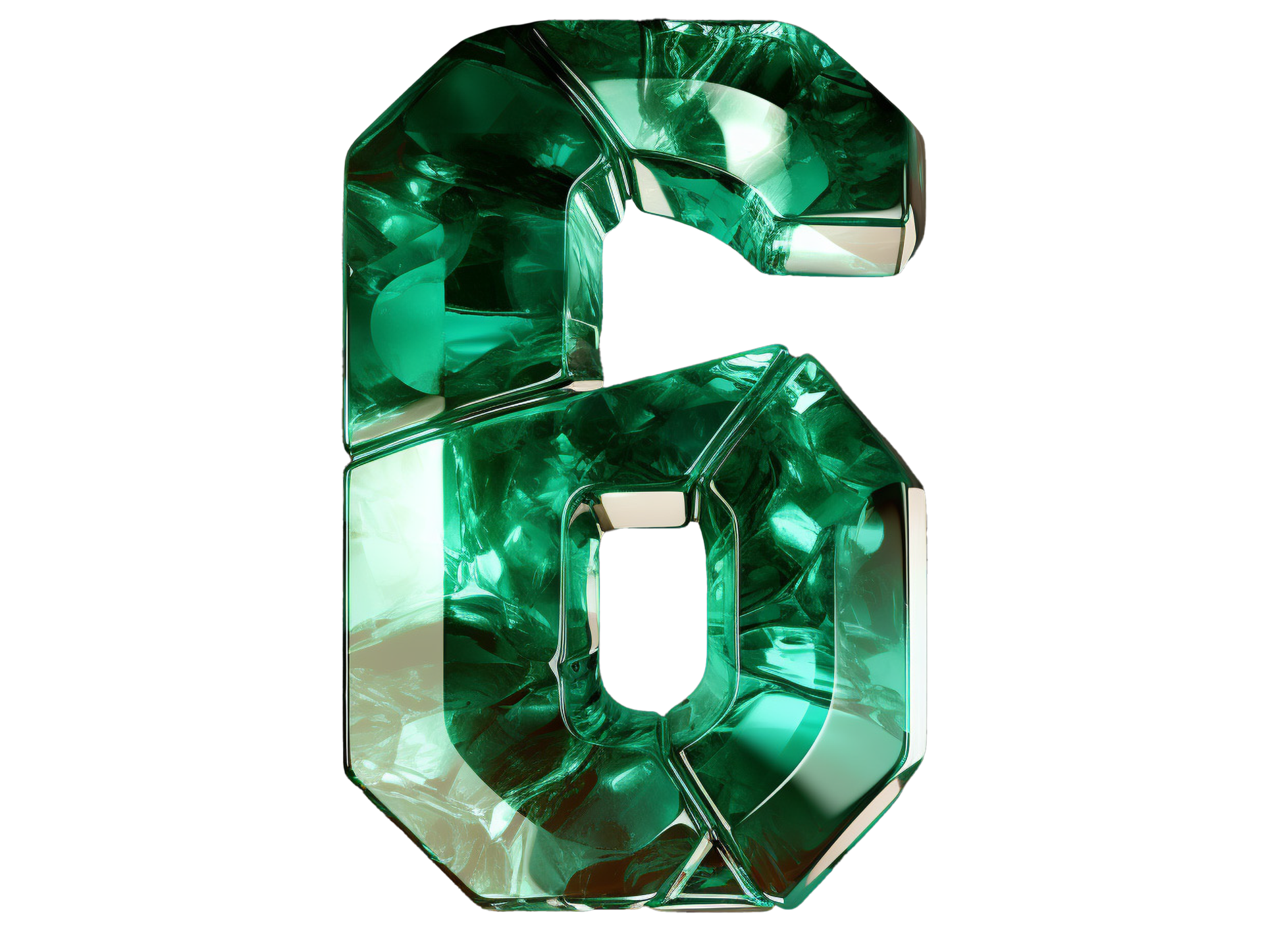 AI generated number six made of emerald with transparent background ... AI generated number six made of emerald with transparent background ...