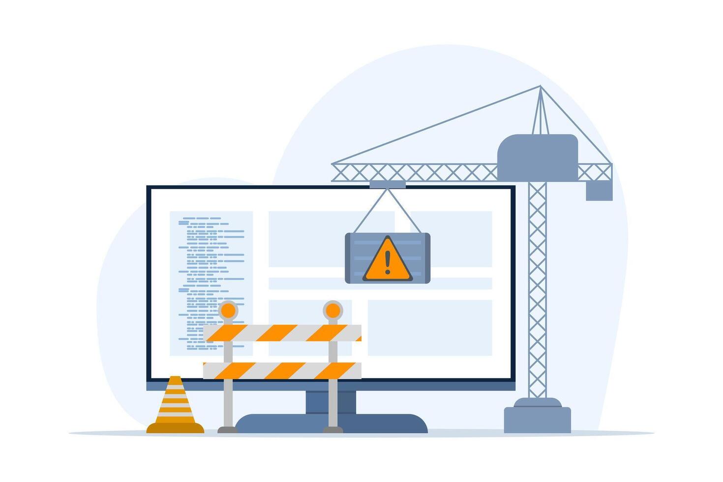 Software Development Concept Website Under Construction Developer Fixing Web System And