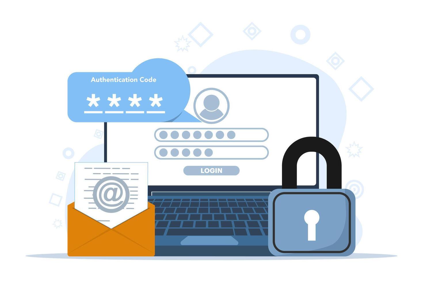 2 Step Authentication Concept Secure Login Password Verification Or Sms With Push Code Message