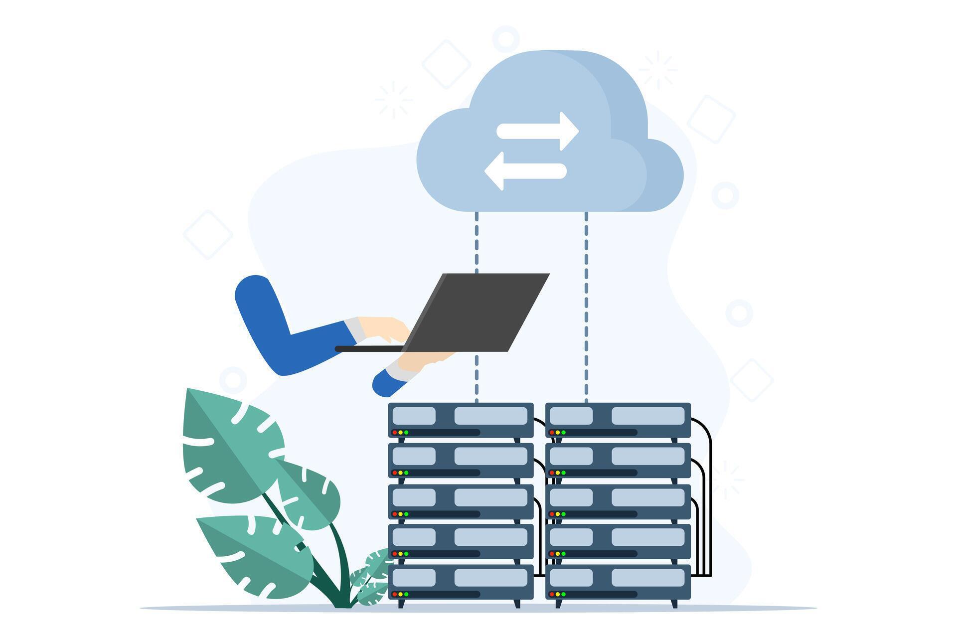 Concept Of Cloud Computing Data Center File Management Cloud Storage Web Hosting Service