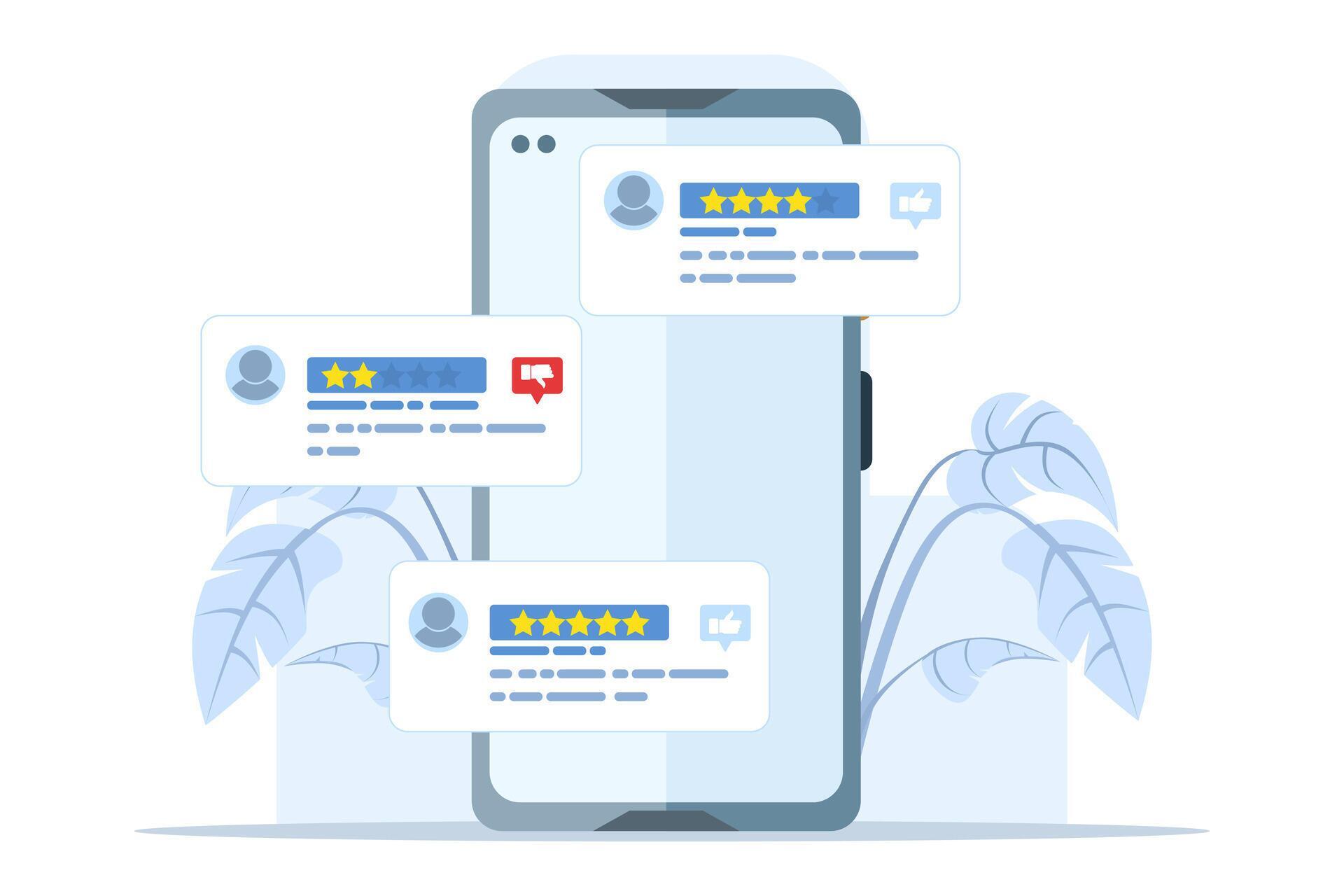 concept of application rating, technology, customer satisfaction ...