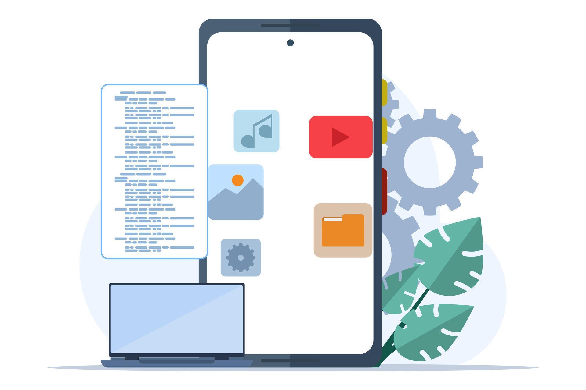 Web Development Or Programming Language Concept Css Html It Ui Cartoon Character Programmer