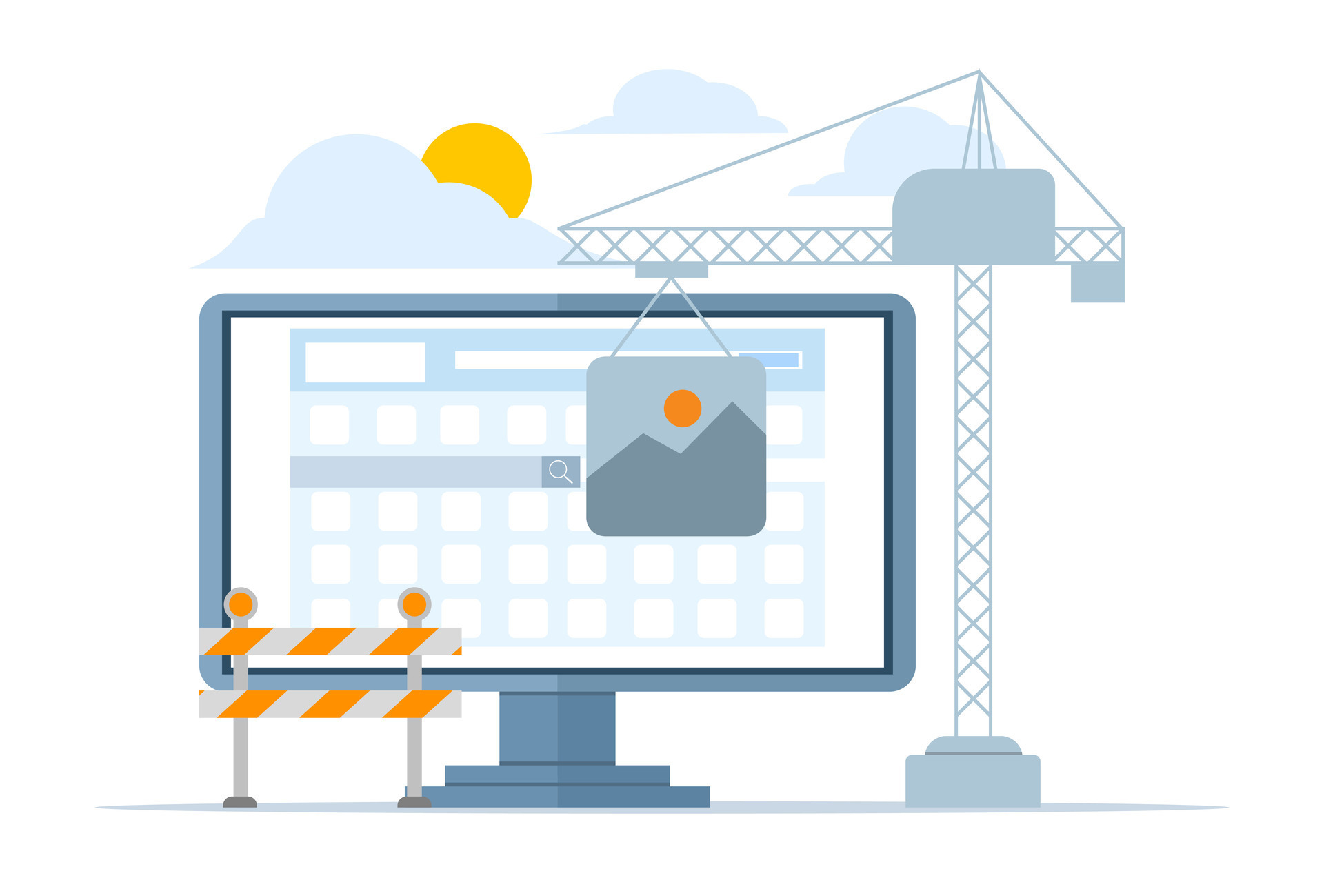 software development concept, website under construction, Developer fixing web system and ...