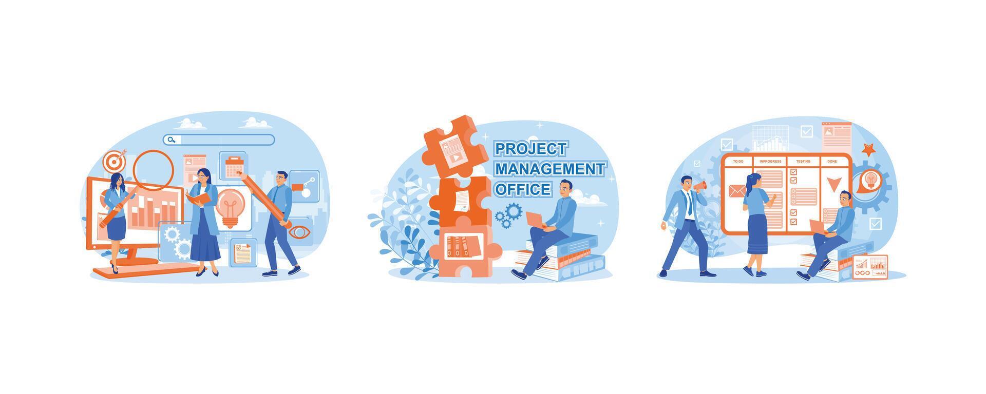 Teamwork communication process. Project management and development. Create teamwork concepts on ...