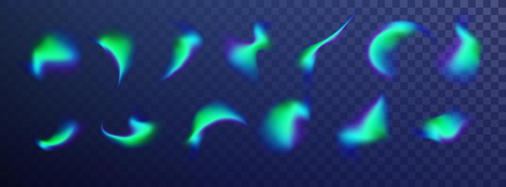 Holographic abstract soft gradient texture isolated set. Y2k aura cyber shape. Realistic polar ...