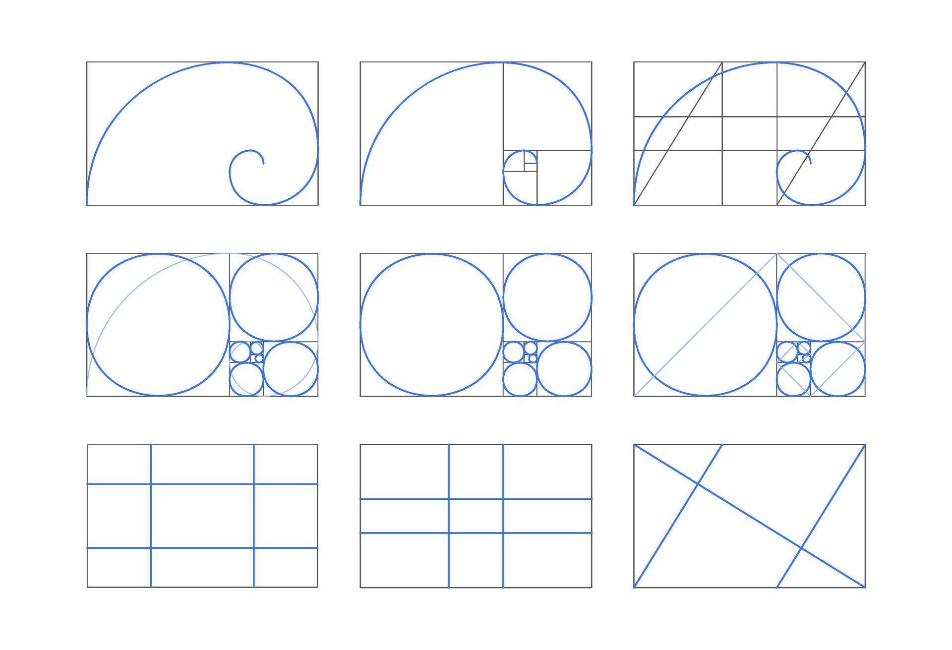 Golden ratio set. Proportions template composition balance in geometry ...
