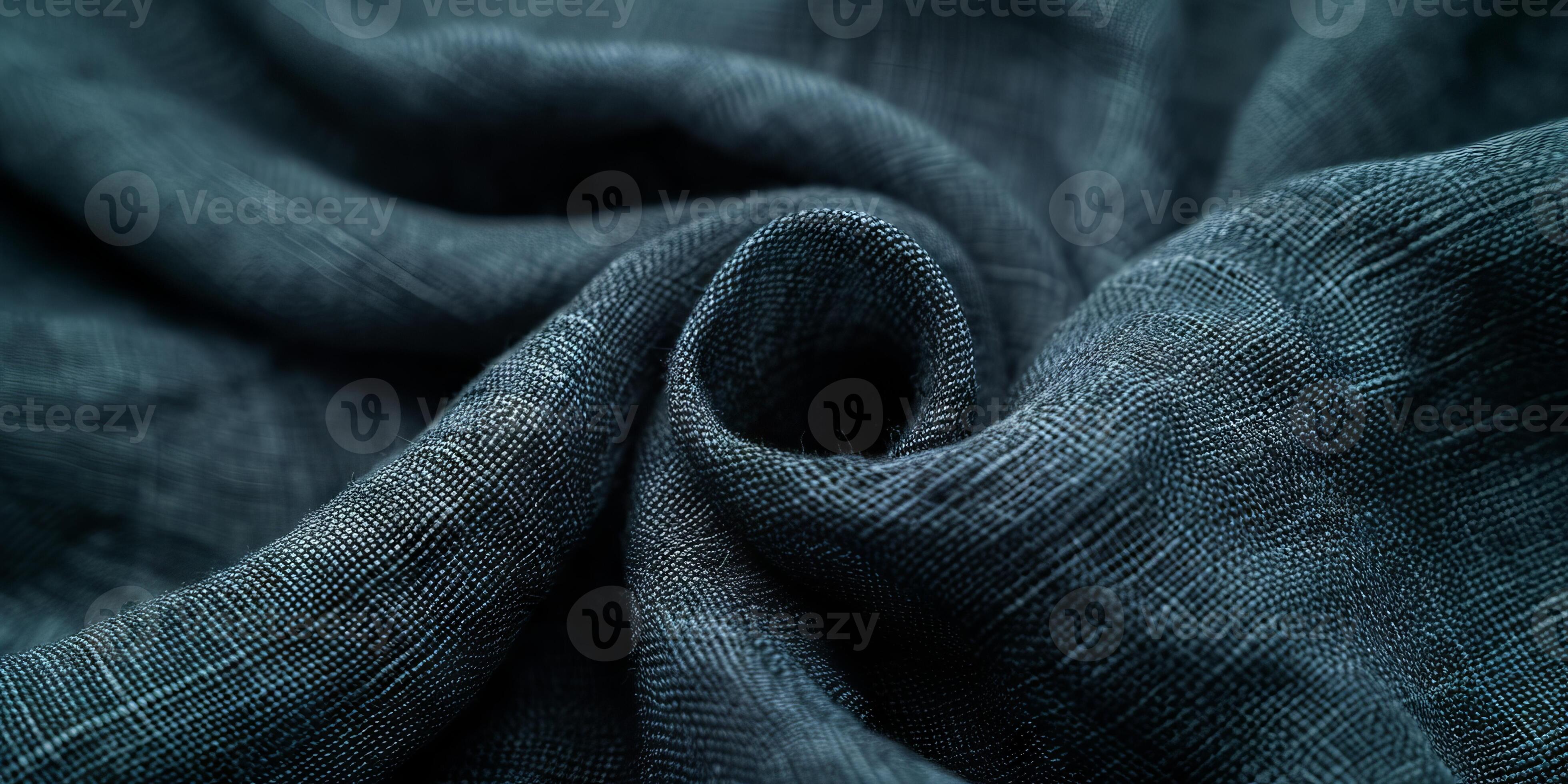 AI generated Macro shot of dark blue fabric showcasing the intricate weave and texture, ideal ...