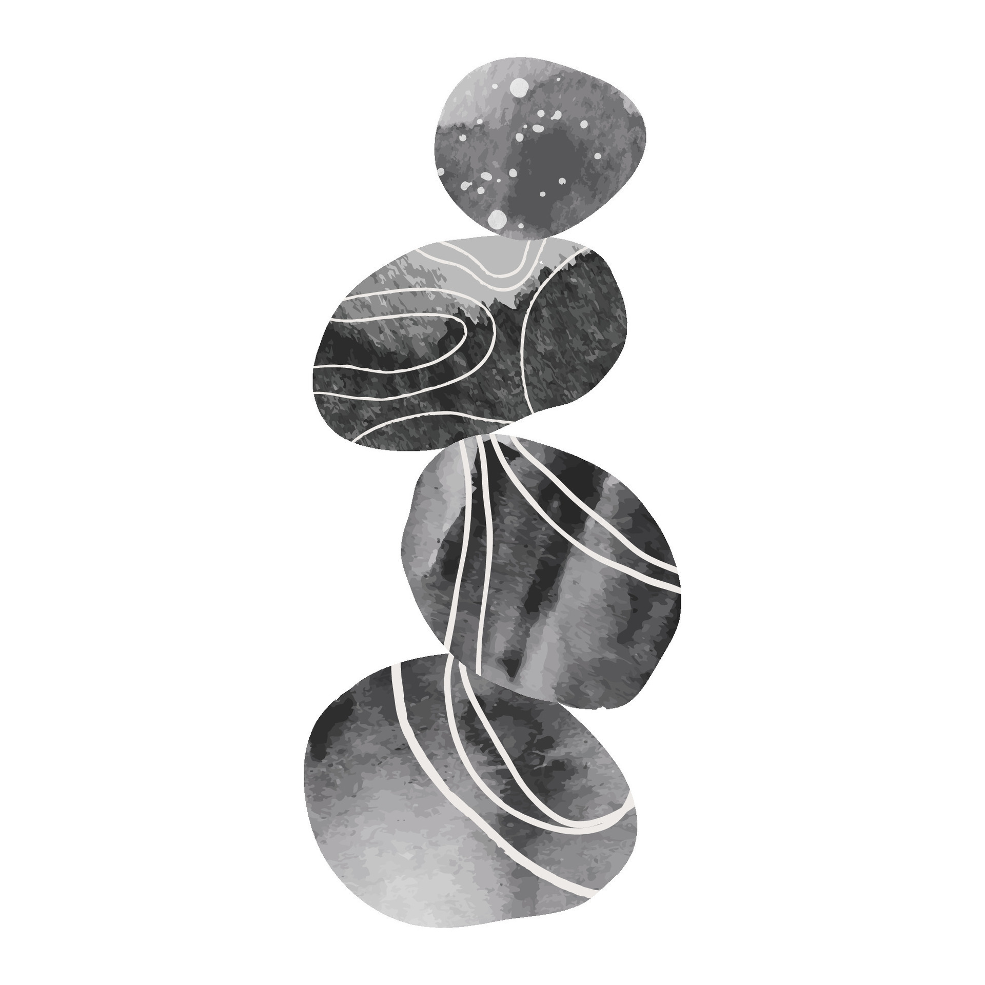 Abstract Black Watercolor Texture Rock Wall Art Design Illustration
