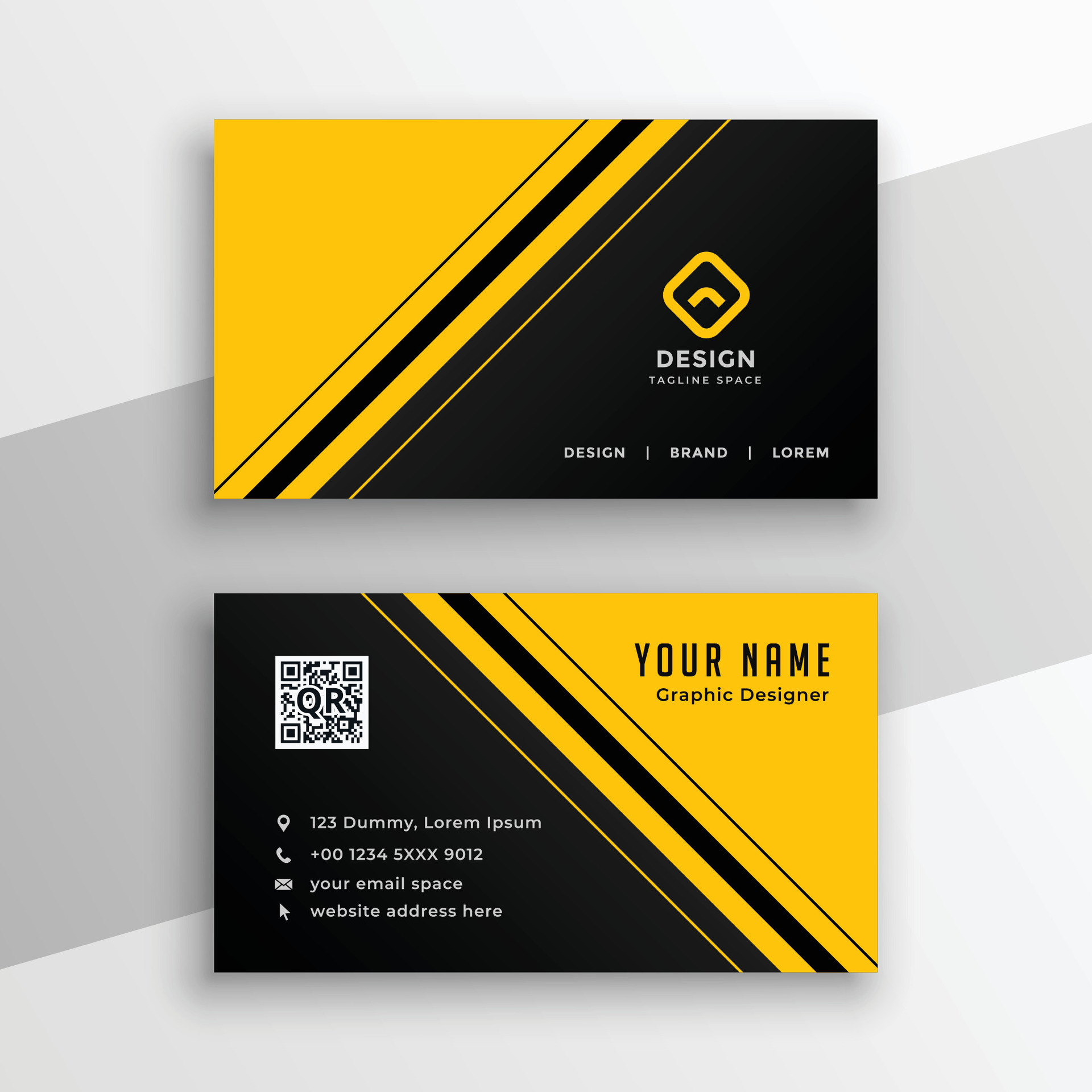 Yellow Black Business Card Modern Design 41429909 Vector Art At Vecteezy
