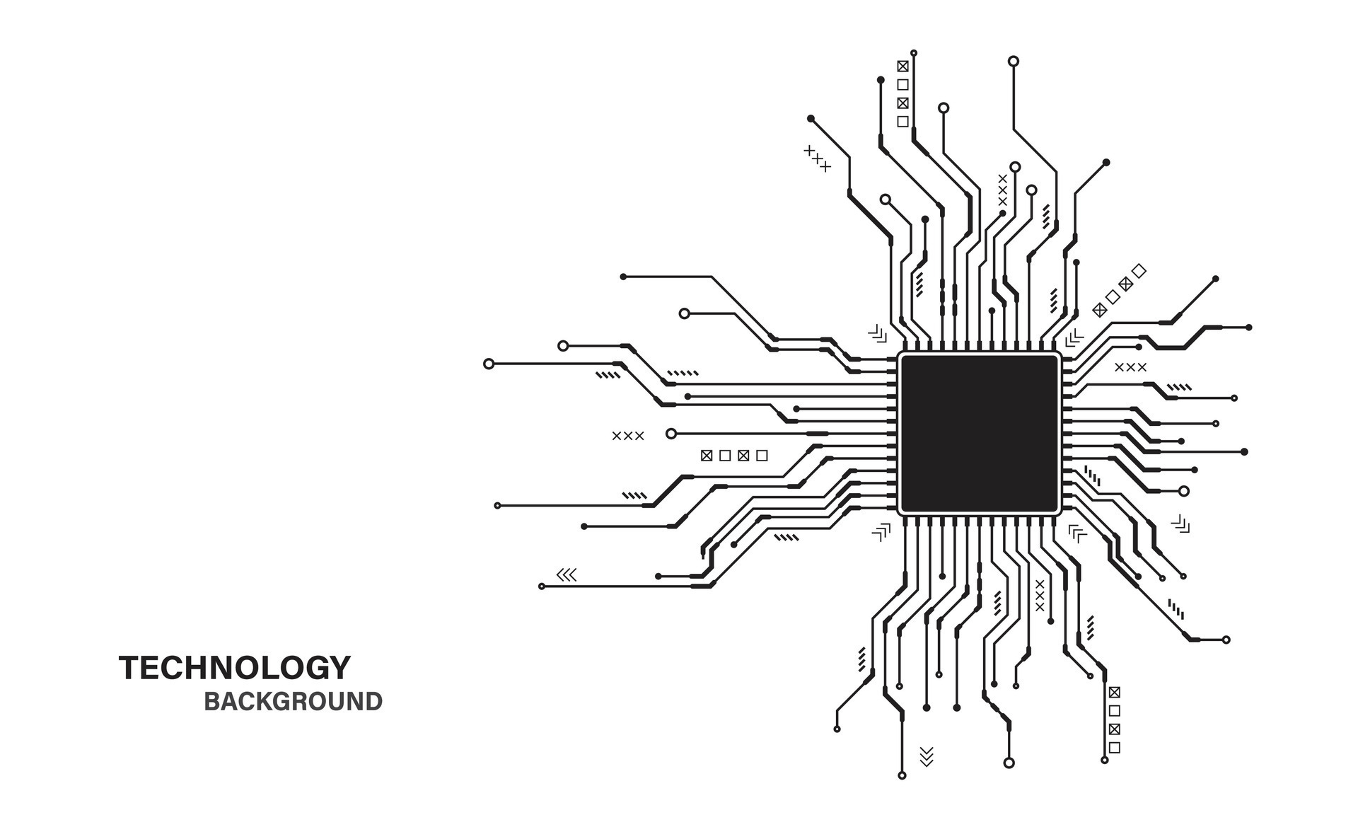 Vector Line Microchip Cpu Circuit Board Technology Abstract Background