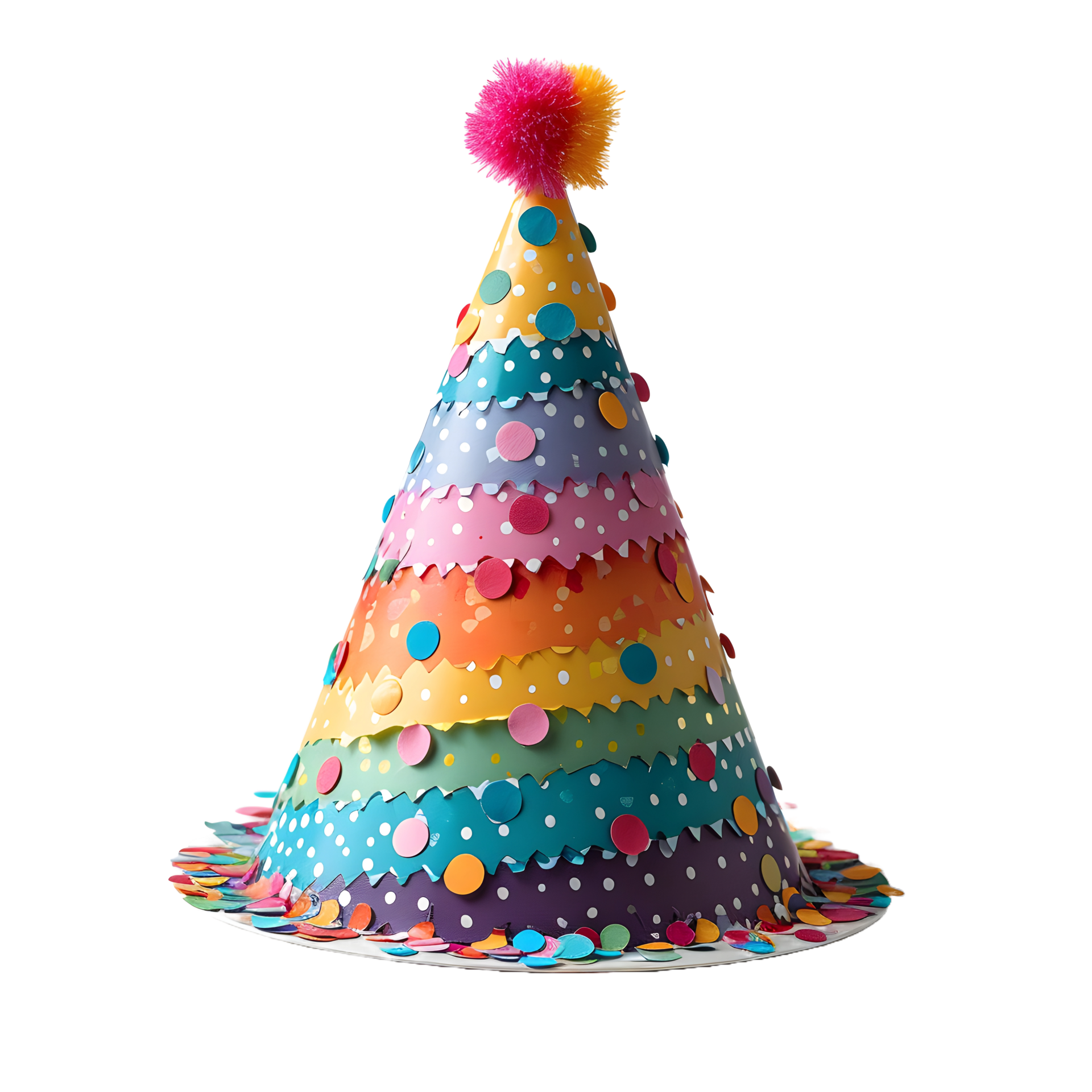AI generated Colorful Party Hat Isolated on Transparent Background ...