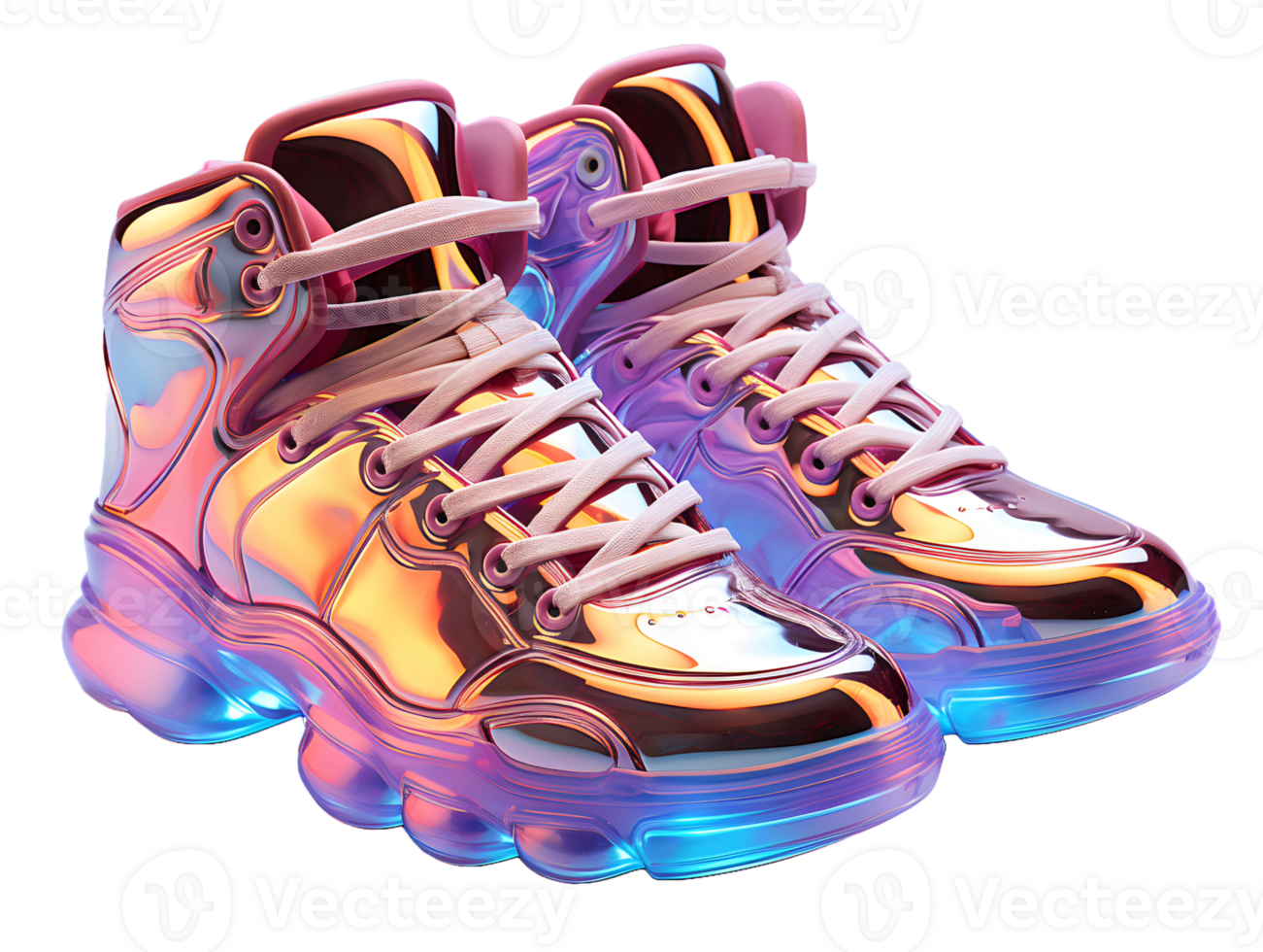 Ai Generated Futuristic And Colorful Holographic Shoes With Glow Effect Cool Footwear