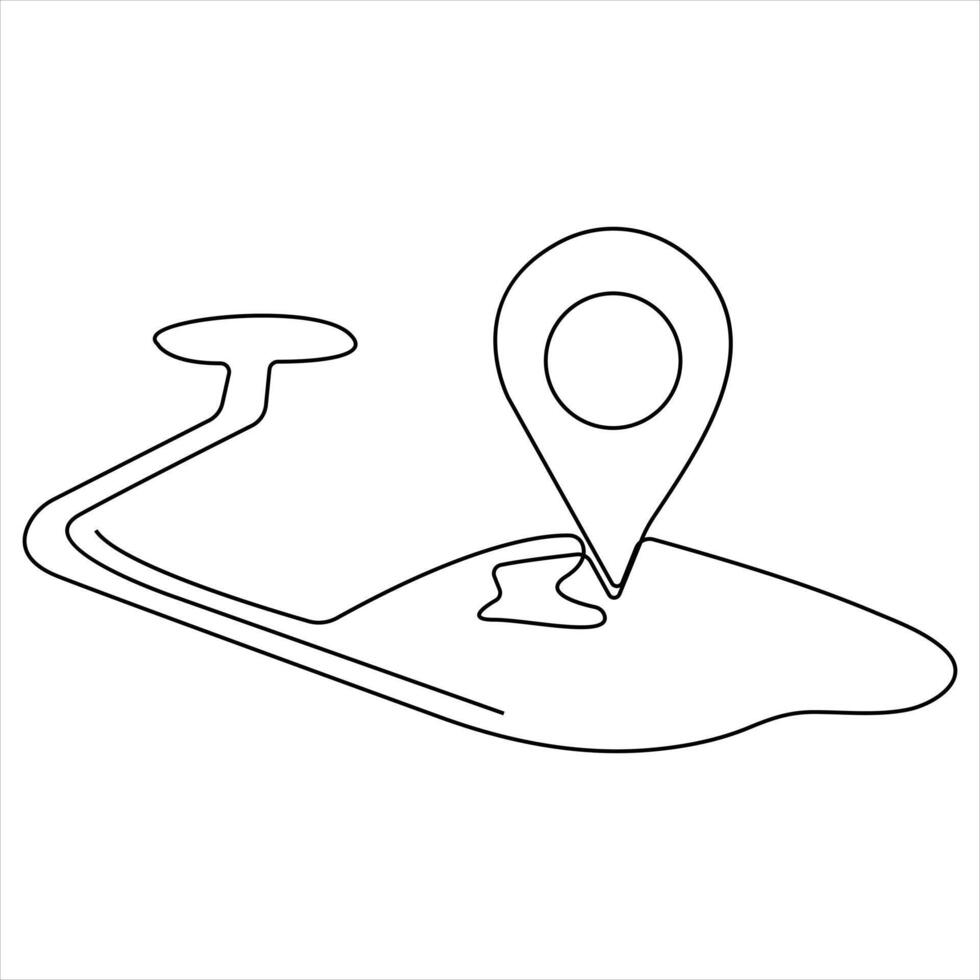 Continuous single line art drawing of route location concept pointers travel vector illustration ...