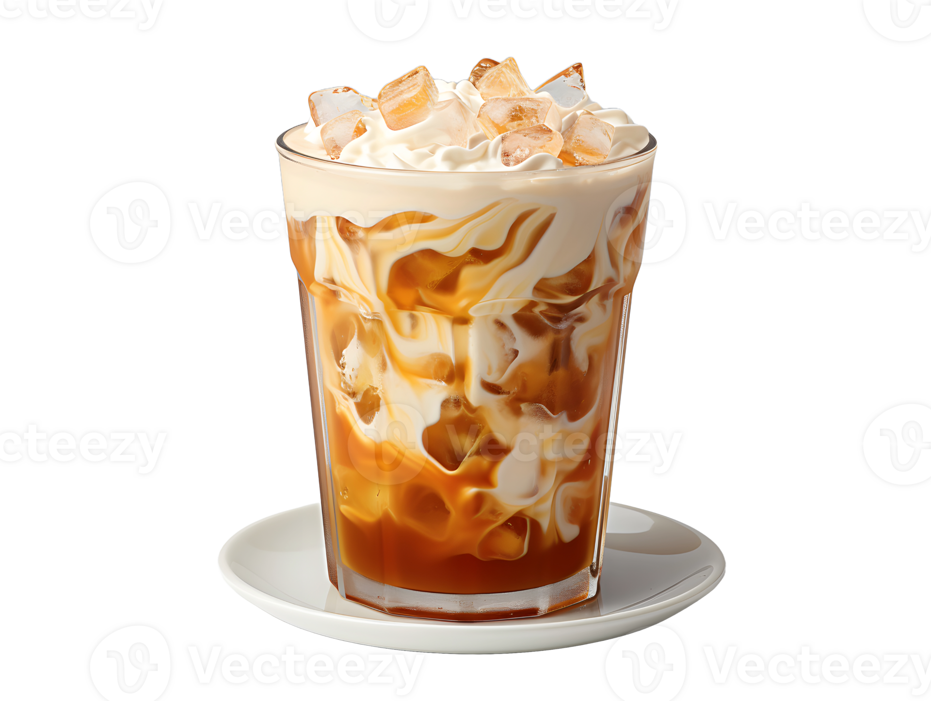 AI generated Iced Coffee with Ice Cubes on Top Isolated on Transparent ...