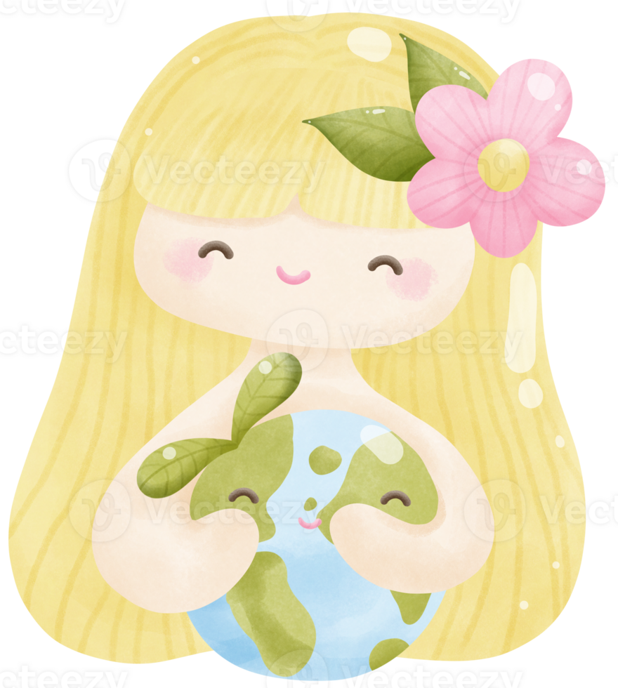 Girl Hugs Planet Earth 41437028 Png