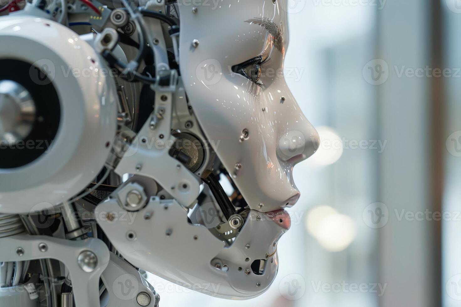 AI generated A robot with a human-like face, blending artificial ...