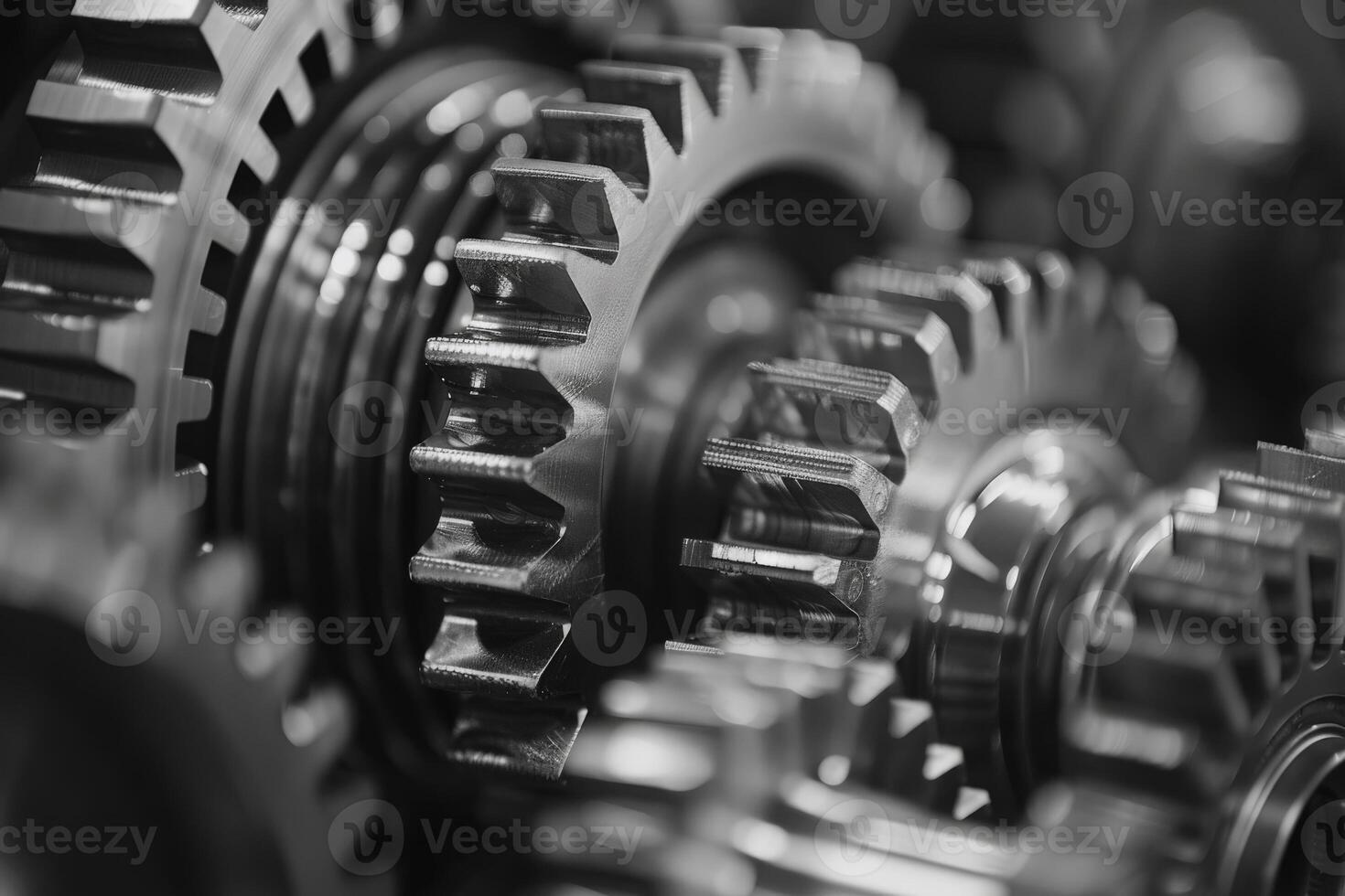 AI generated Intricately detailed gears interlocking and turning in a mesmerizing display of ...