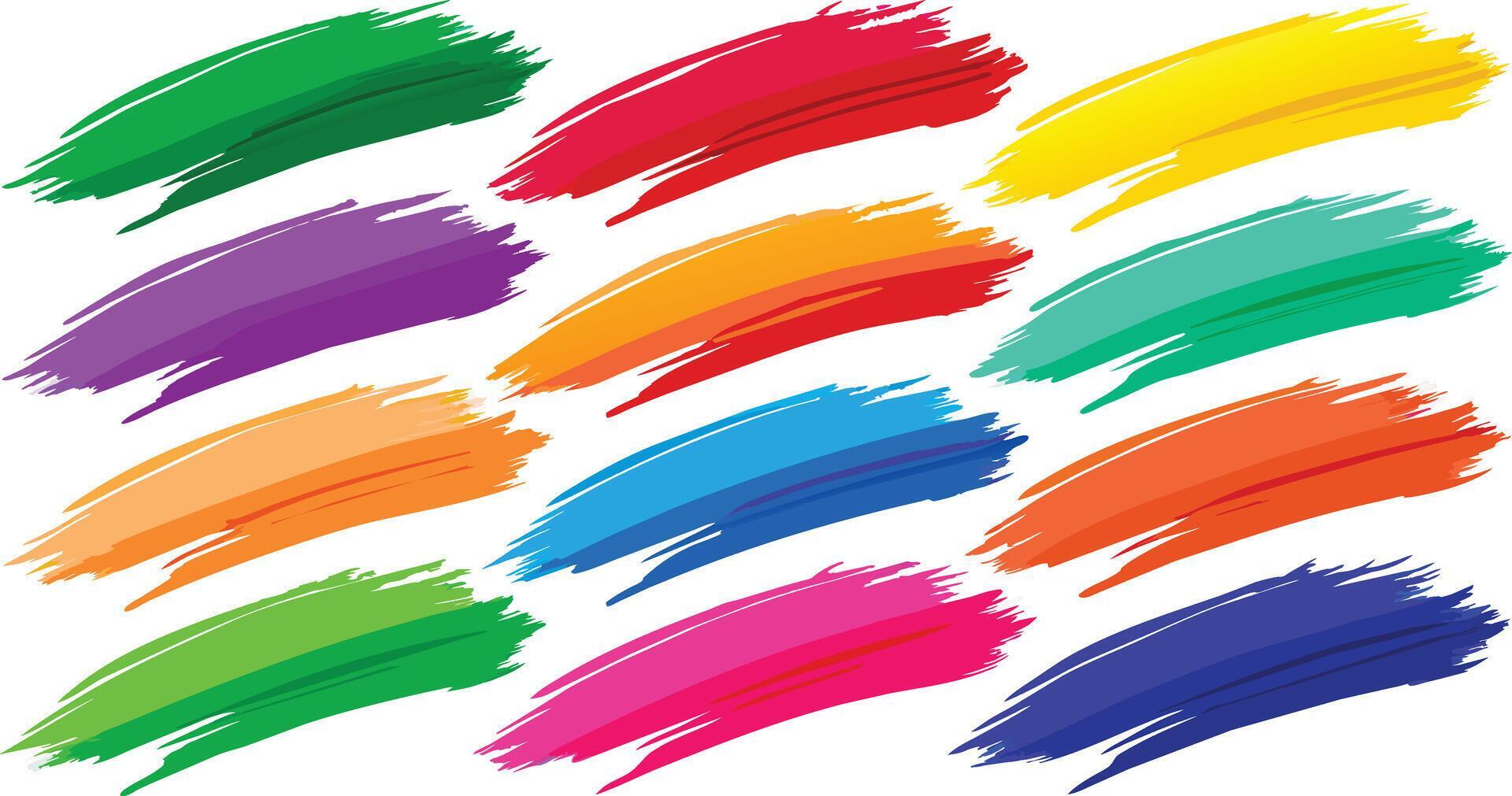 Set of colorful grunge brush strokes. Vector illustration. Grunge ...