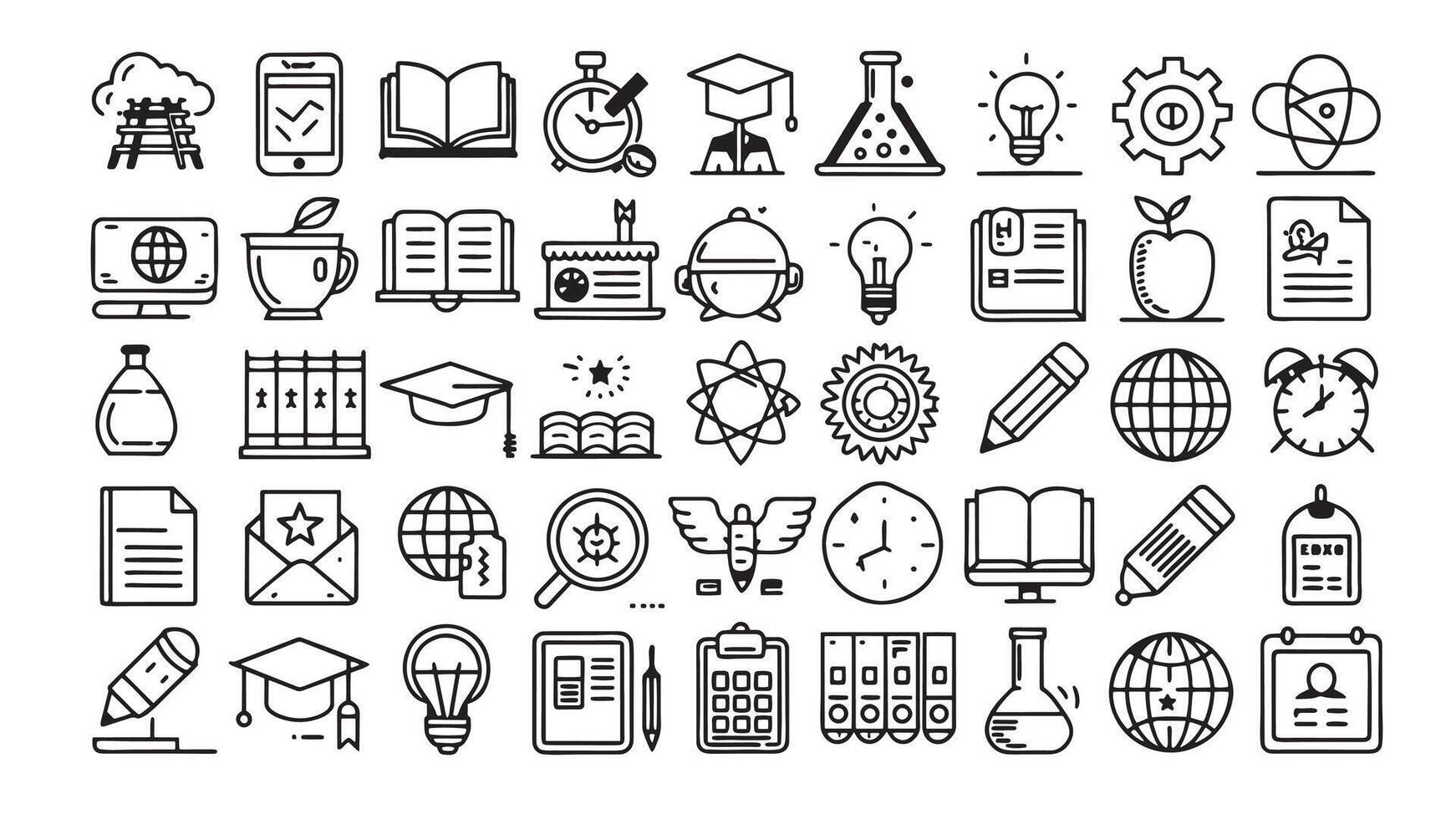 Set of 50 Education line icons set. Education outline icons with ...