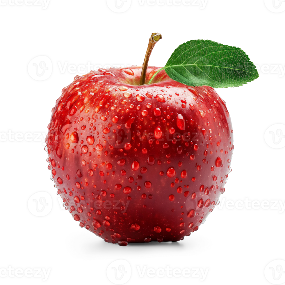 AI generated Red apple isolated on white background with water drops ...