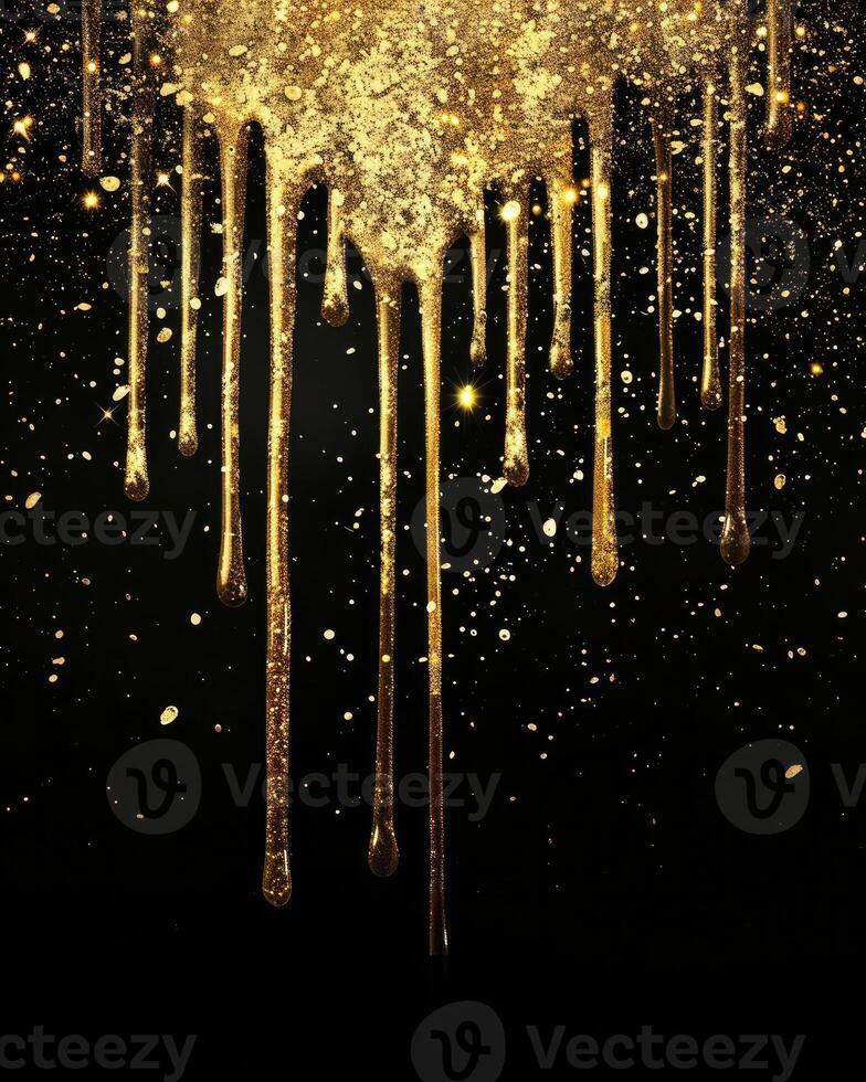 AI generated gold glitter paint dripping on black background 41446631 Stock Photo at Vecteezy