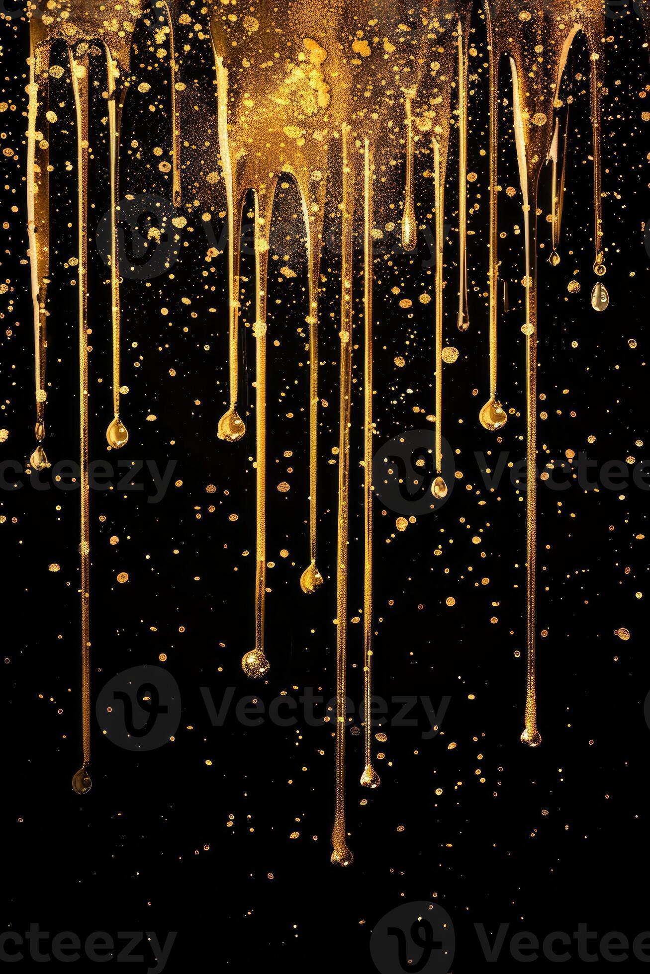 AI generated gold glitter paint dripping on black background 41446639 Stock Photo at Vecteezy