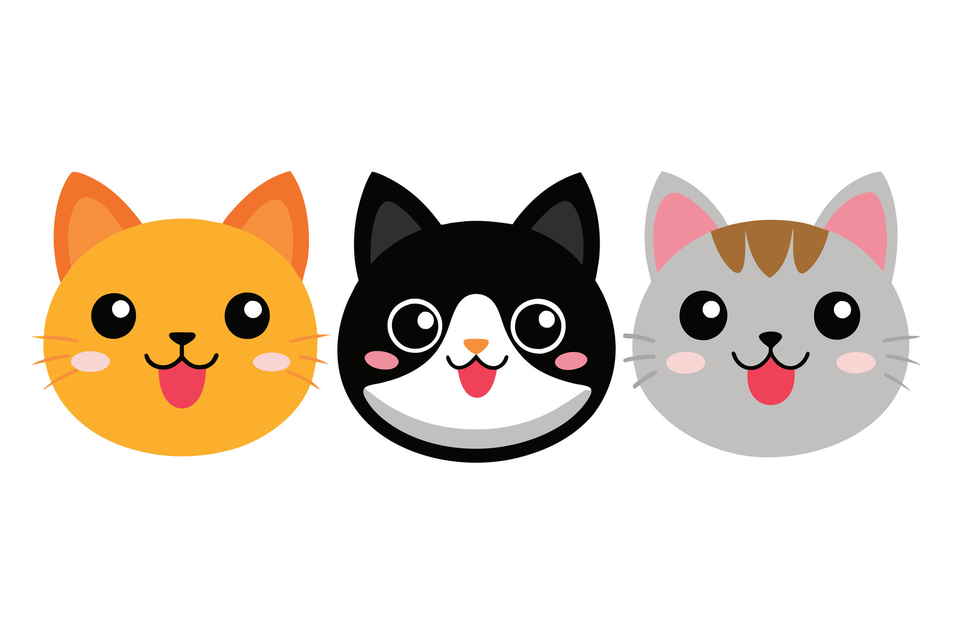 Collection Of Cute Funny Cat Faces Isolated On White Background 41447457 Vector Art At Vecteezy