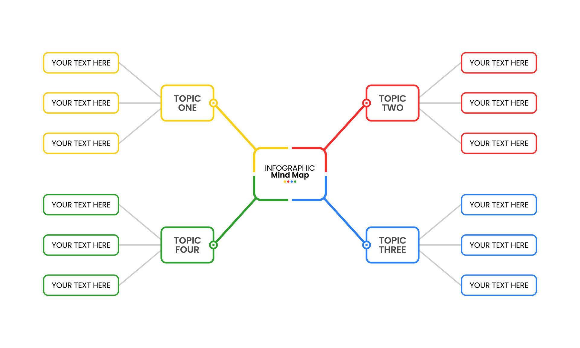 Infographic mind map scheme with 4 steps and colorful elements ...
