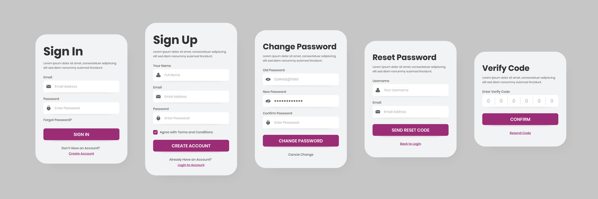User form login, registration, change password, reset and verify code ... User form login, registration, change password, reset and verify code ...