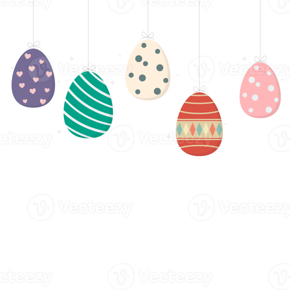 Colorful Hanging Easter Eggs 41451122 Png