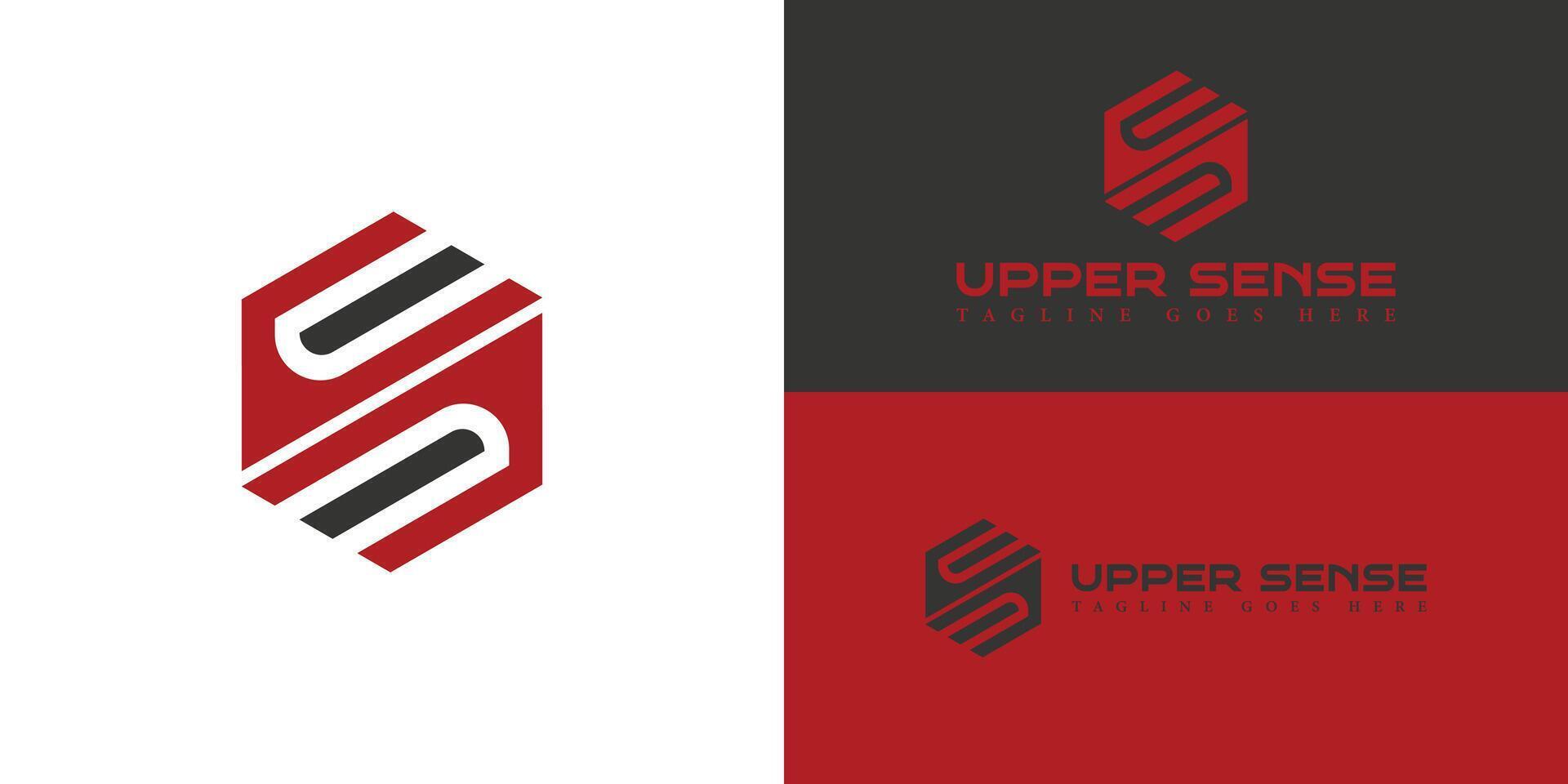 Abstract Initial Letter Us Or Su Logo In Black And Red Color Isolated On Multiple Background 4883
