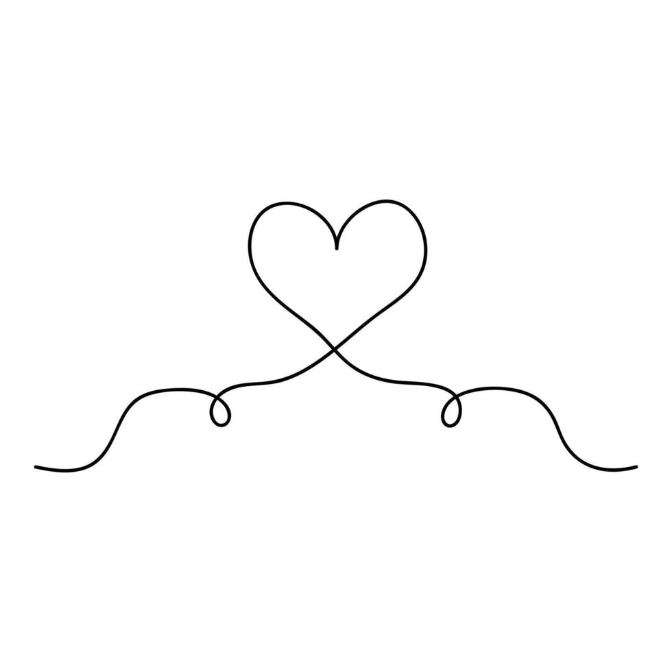 Heart Continuous One Line Art Drawing Color Shape Love Sign Outline