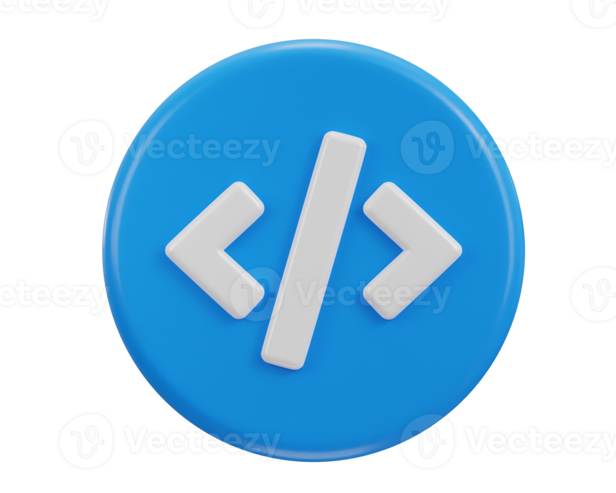 3d Programming Code Icon On Rounded Button Illustration 41463805 Png